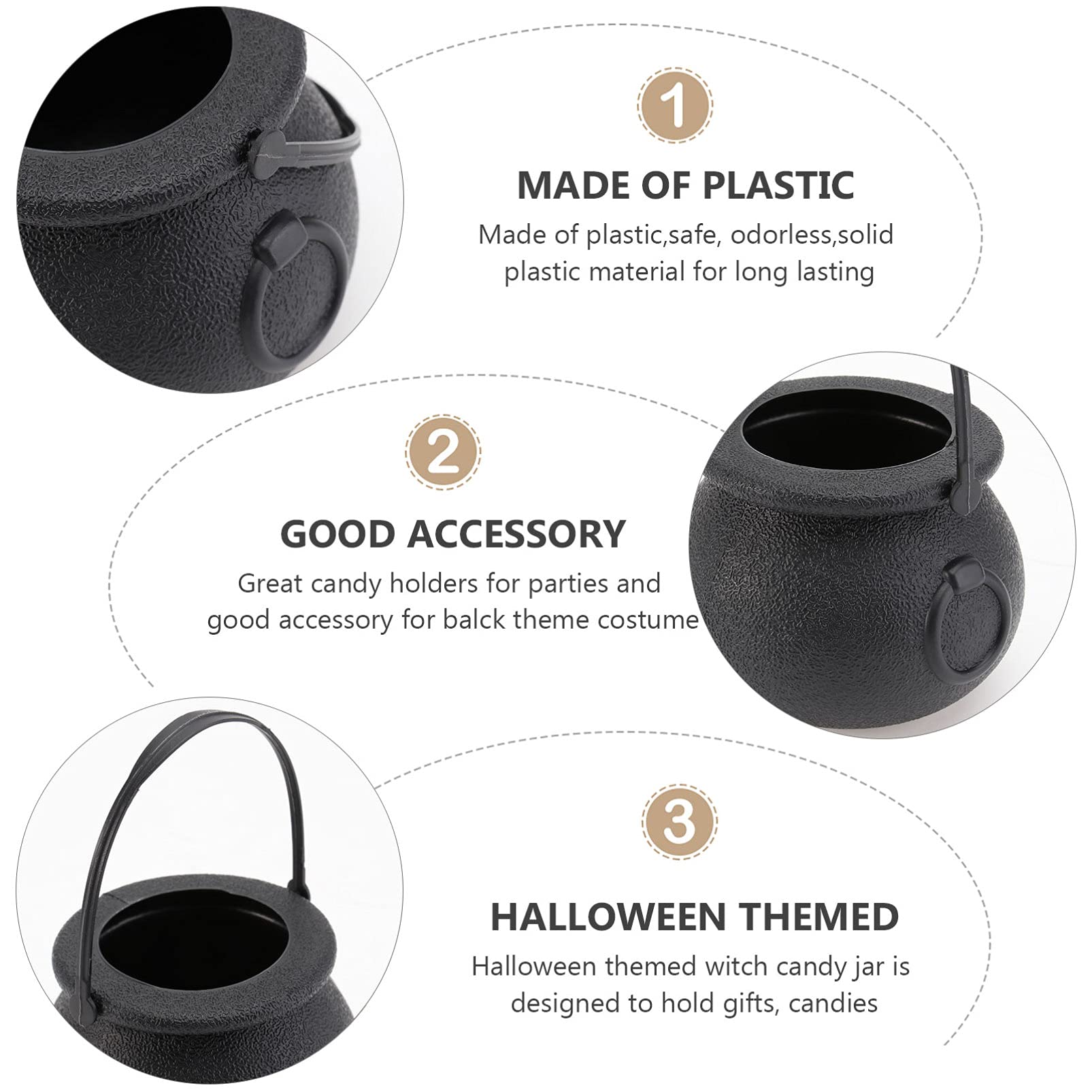 SEWACC 12 pcs 5x7cm Cauldron Kettles Handle Halloween Party Candy Buckets Witch Cauldron Decorations Hanging Props