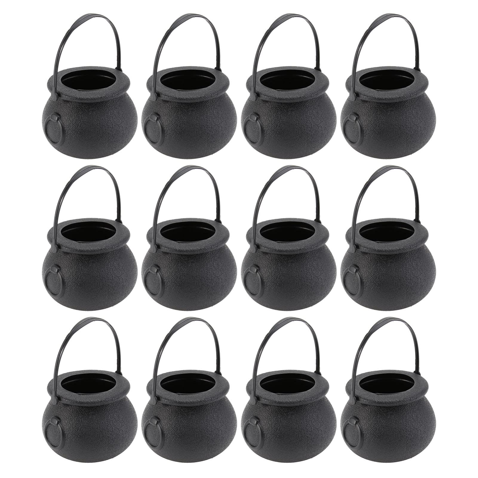 SEWACC 12 pcs 5x7cm Cauldron Kettles Handle Halloween Party Candy Buckets Witch Cauldron Decorations Hanging Props