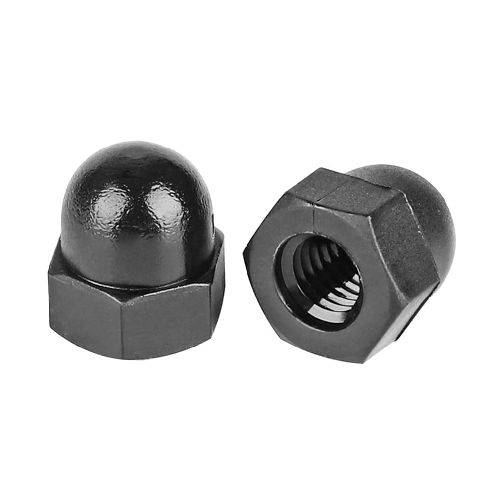 pouilzx Pack of 30) M6 Black Nylon Hex Acorn Nuts Hexagon Decorative Dome Head Nuts for Mechanical Equipment, Electronic Equipment, Communication Equipment, Hardware Lighting