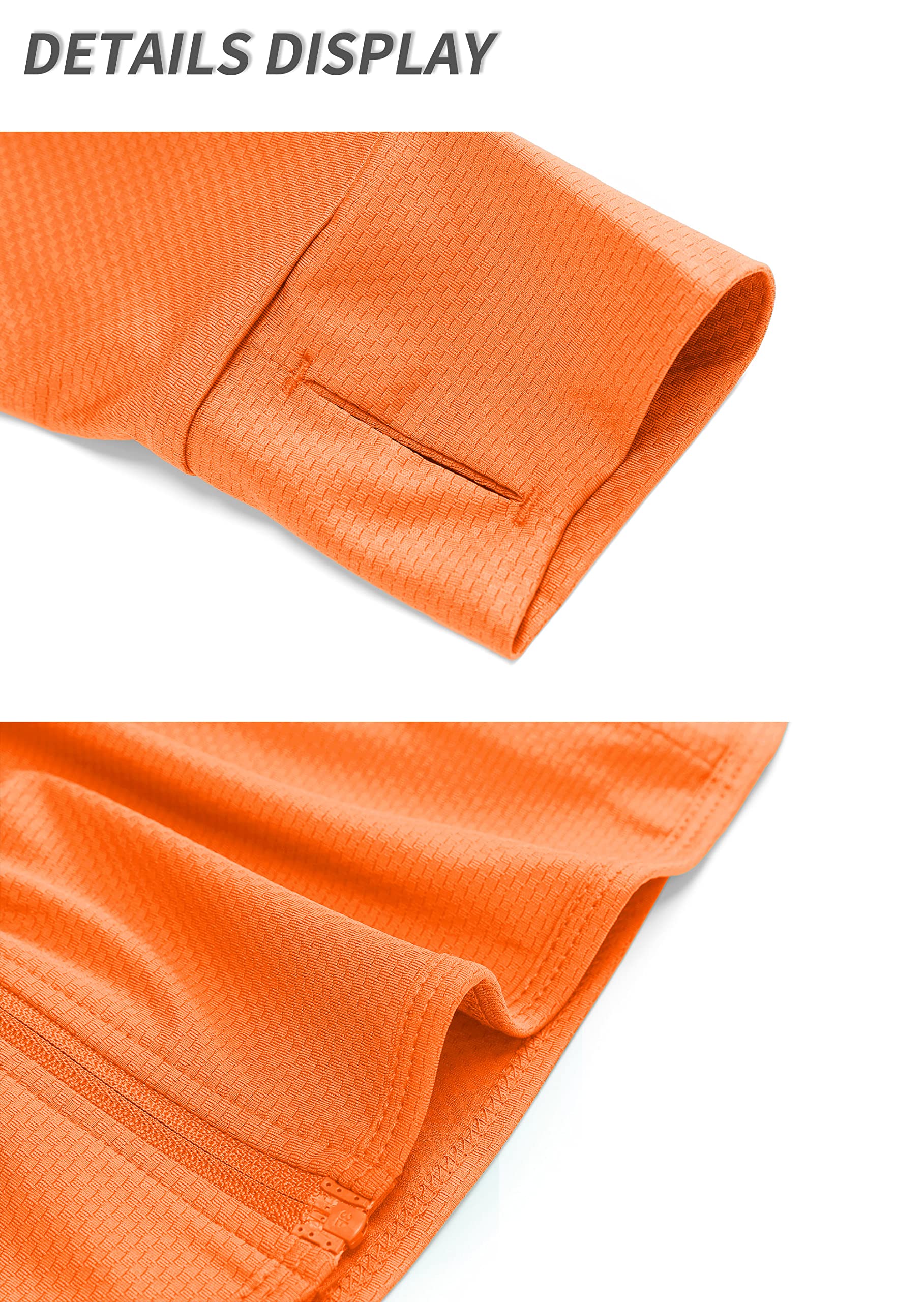 TACVASEN Women's Athletic Jacket Sun Protection Shirt Orange Tops for Women Workout Jackets UPF 50+ Summer Rash Guard