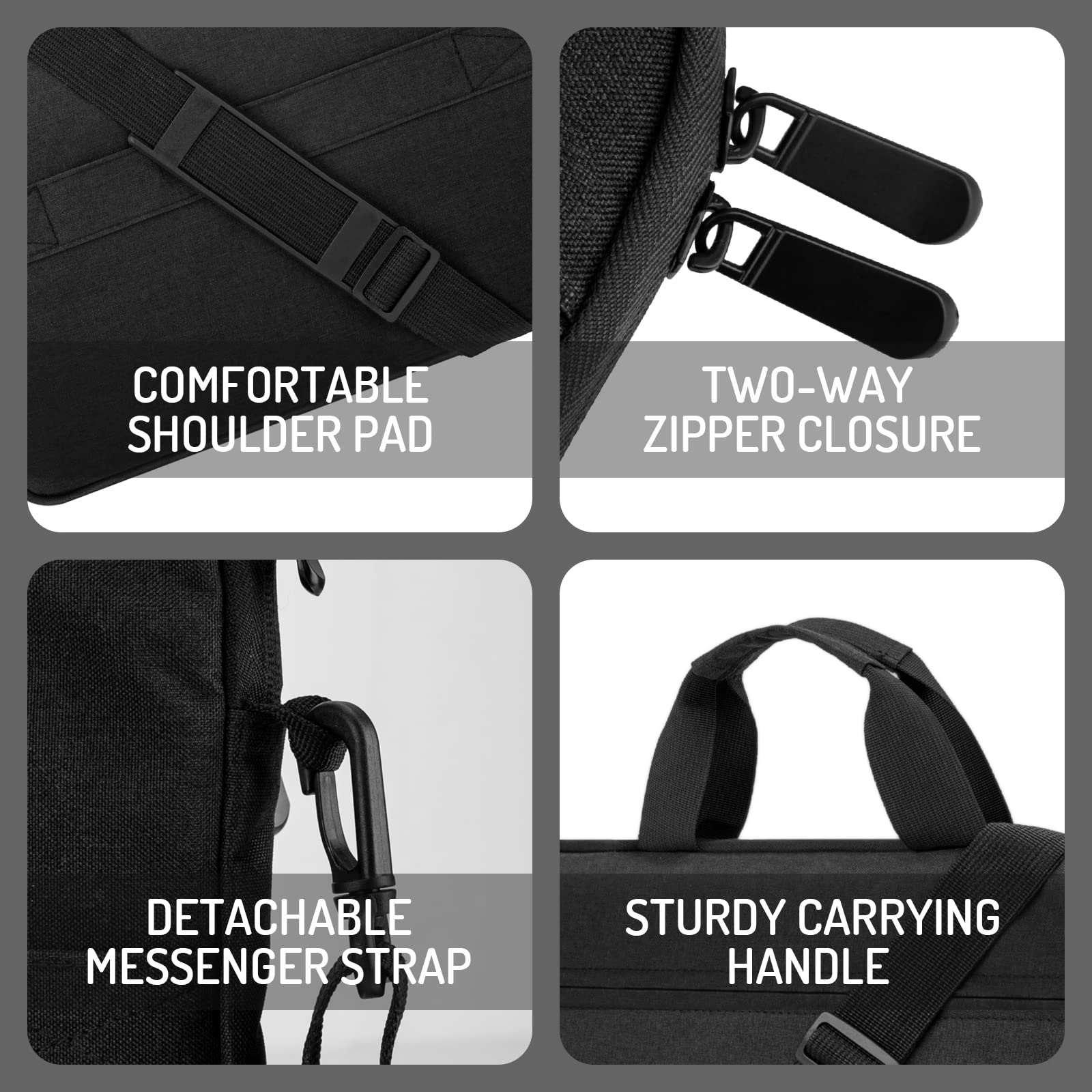 MicaYoung 14-15 Inch Laptop Shoulder Messenger Bag Carrying Case Briefcase Slim Protective Computer Sleeve with Handle Strap Pocket for MacBook Acer ASUS HP Surface Dell Chromebook, Black