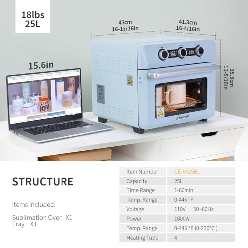 Craft Express Sublimation Oven Machine – Heat Transfer Oven for Tumblers, Mugs & Bottles – Even Heating, Large Capacity – DIY Personalized Sublimation Projects – Compact for Small Business & Home