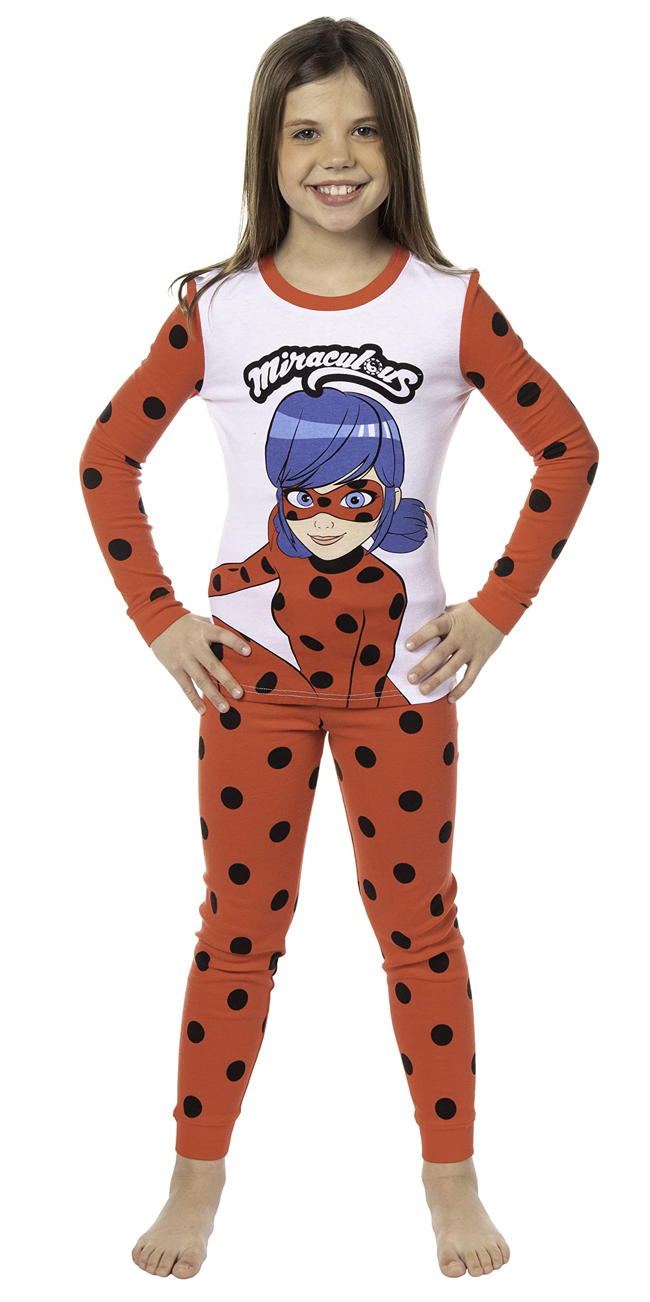 INTIMO Miraculous: Tales of Ladybug & Cat Noir Girls' Tight Fit Character Cartoon Sleep Pajama Set (8)