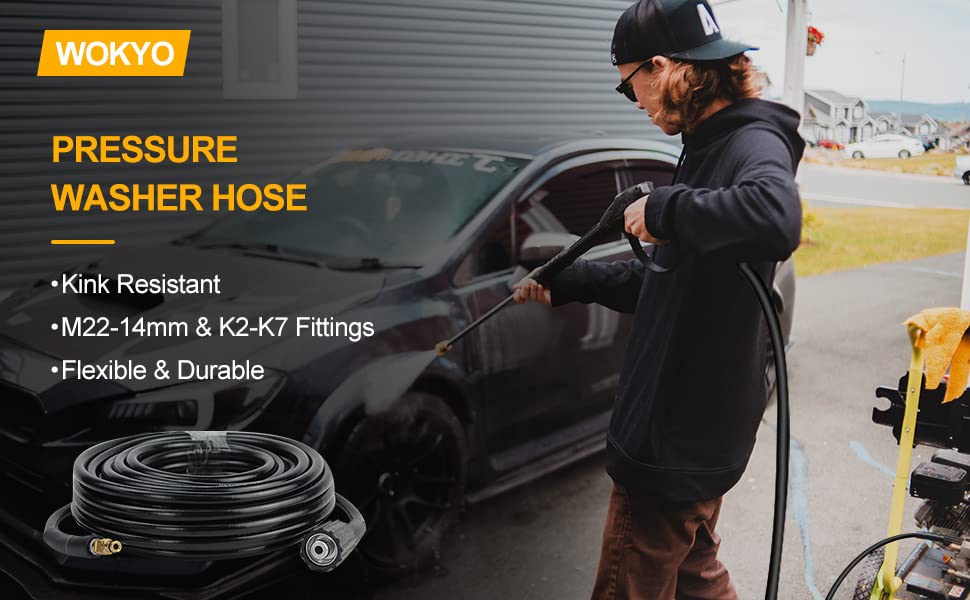High Pressure Washer Hose Extension and Nozzle for Pressure Washer Fit for Karcher K2 K3 K4 K5 40Mpa/5800Psi Replacement Parts (15m/49ft, Type2)