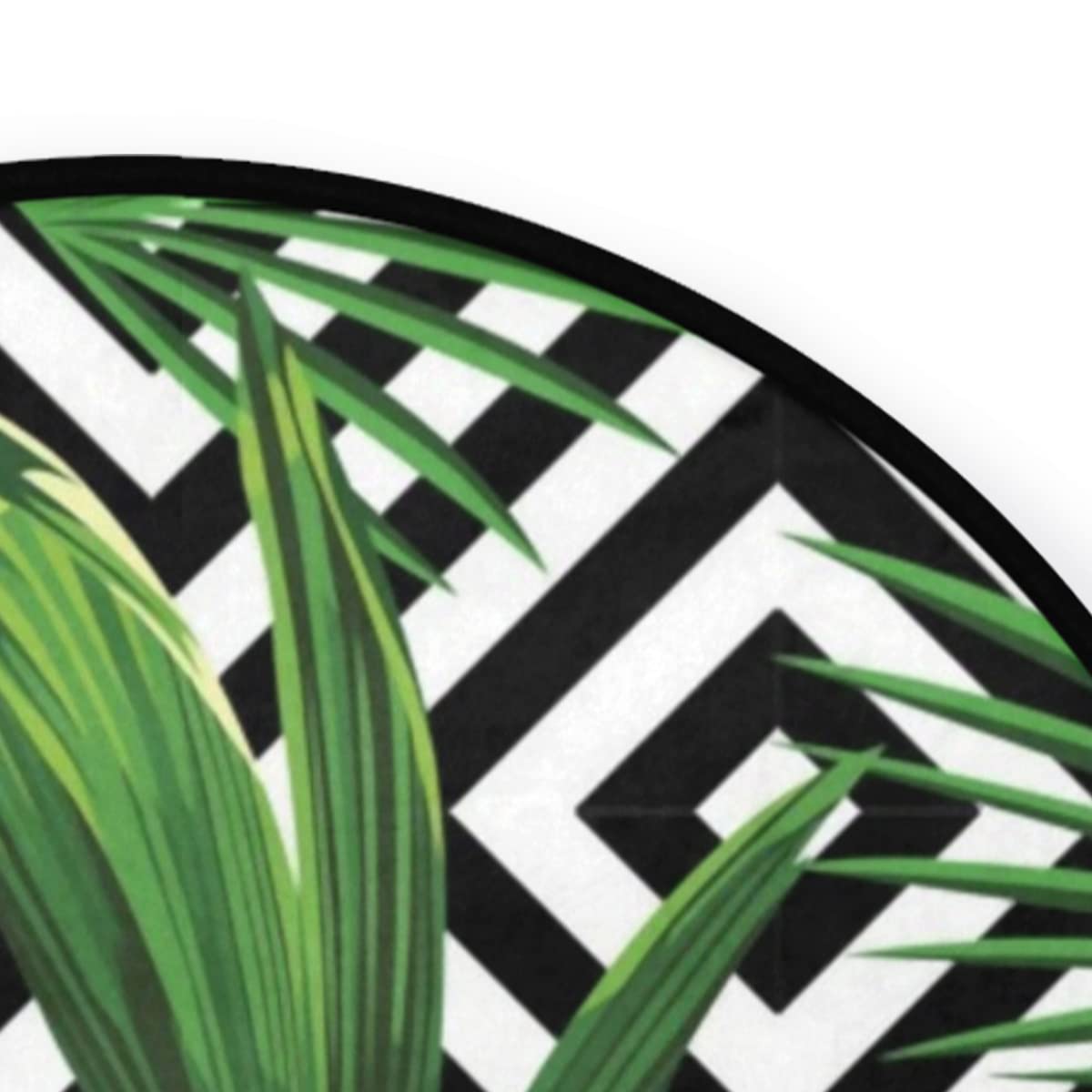 keepcute Palm Tree Leaf Round Rug 36 inch Rug Summer Exotic Jungle Tropical Doormat Non-Slip Floor Mat Carpet for Bedroom Living Room Study Playing Carpet, 3' Diameter