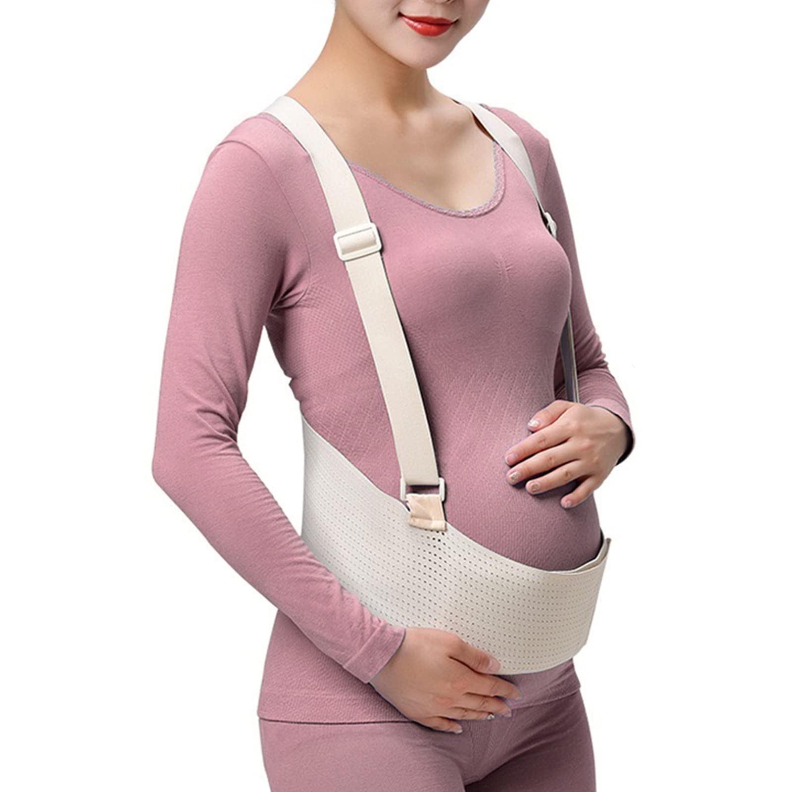 PKUVDSL Pregnancy Belly Support Band, Maternity Belt With shoulder Adjustable Belly Support Band for Pregnant Woman Abdomen, Pelvic, Waist, & Back Pain For All Stages of Pregnancy (Beige)
