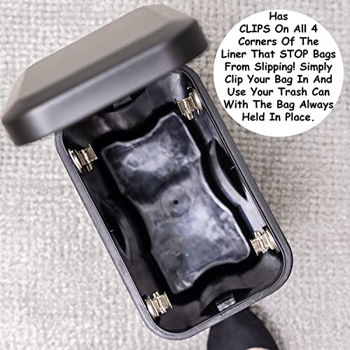 Homie Soft Close, Slim Trash Can 3.2 Gallon with Anti - Bag Slip Liner and Lid, Use as Mini Garbage Basket, Slim Dust Bin, or Decor in Bathroom, Restroom, Kitchen, or Bedroom (Matte Black)