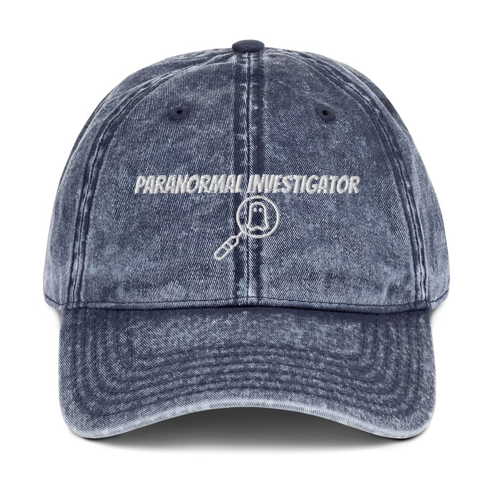 Paranormal Investigator Hat | Ghost Hunting Gear - - Vintage Cap - Fun Design Navy