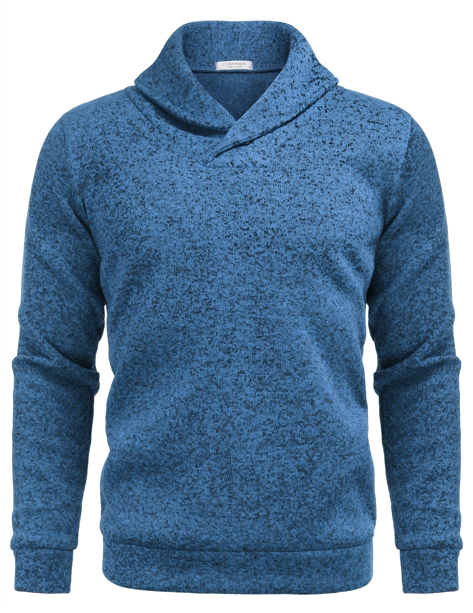 COOFANDY Men Dress Sweater with Collar Fashion Light Fleece Sweatshirt Fall Winter Sky Blue