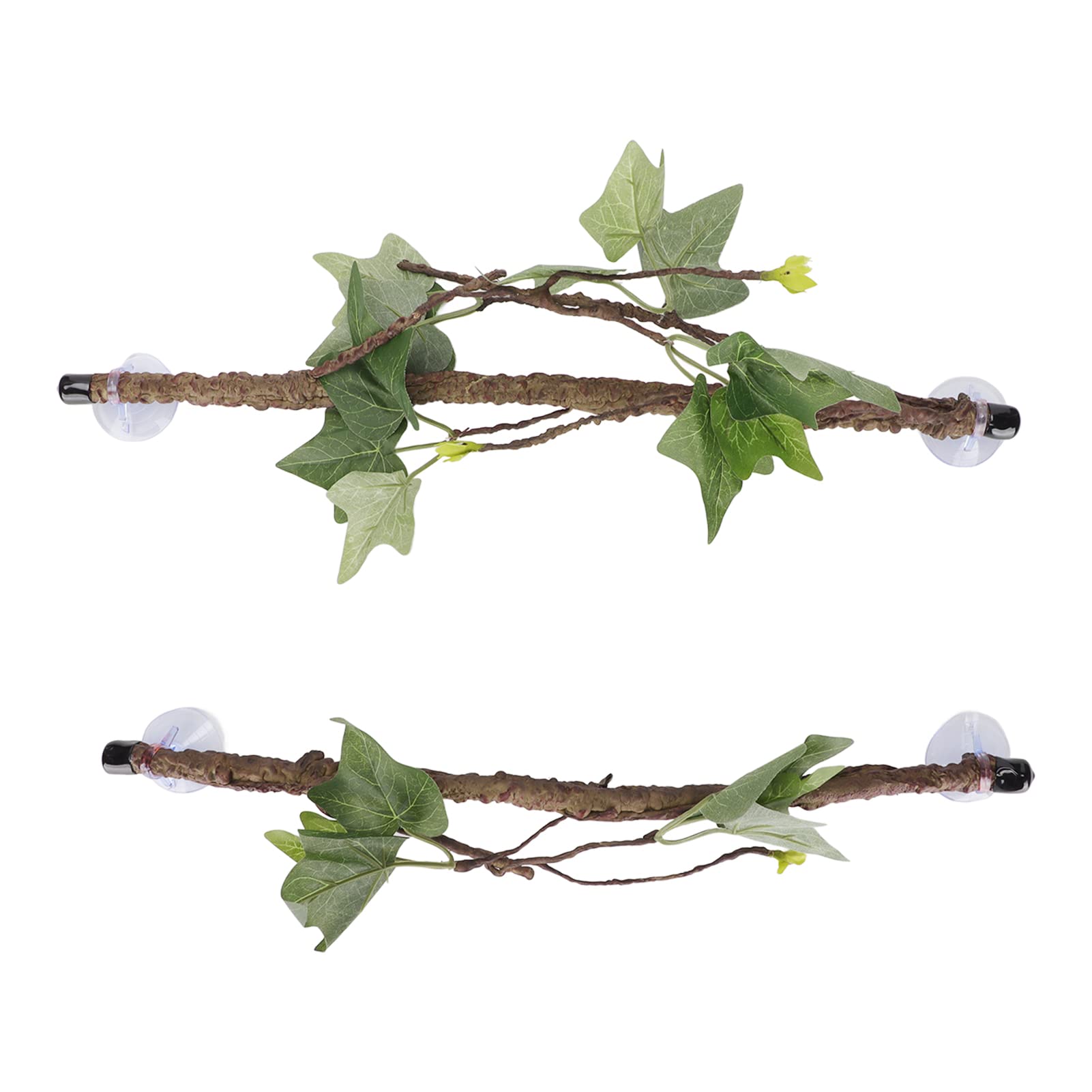 Reptile Corner Branch, 2 pcs Plastic Strong Durable Imitation Bendable Jungle Climbing Vine Suction Cup Design Flexible Terrarium Plant Decoration for Amphibian Lizard Snake Gecko Bearded Dragon Cage