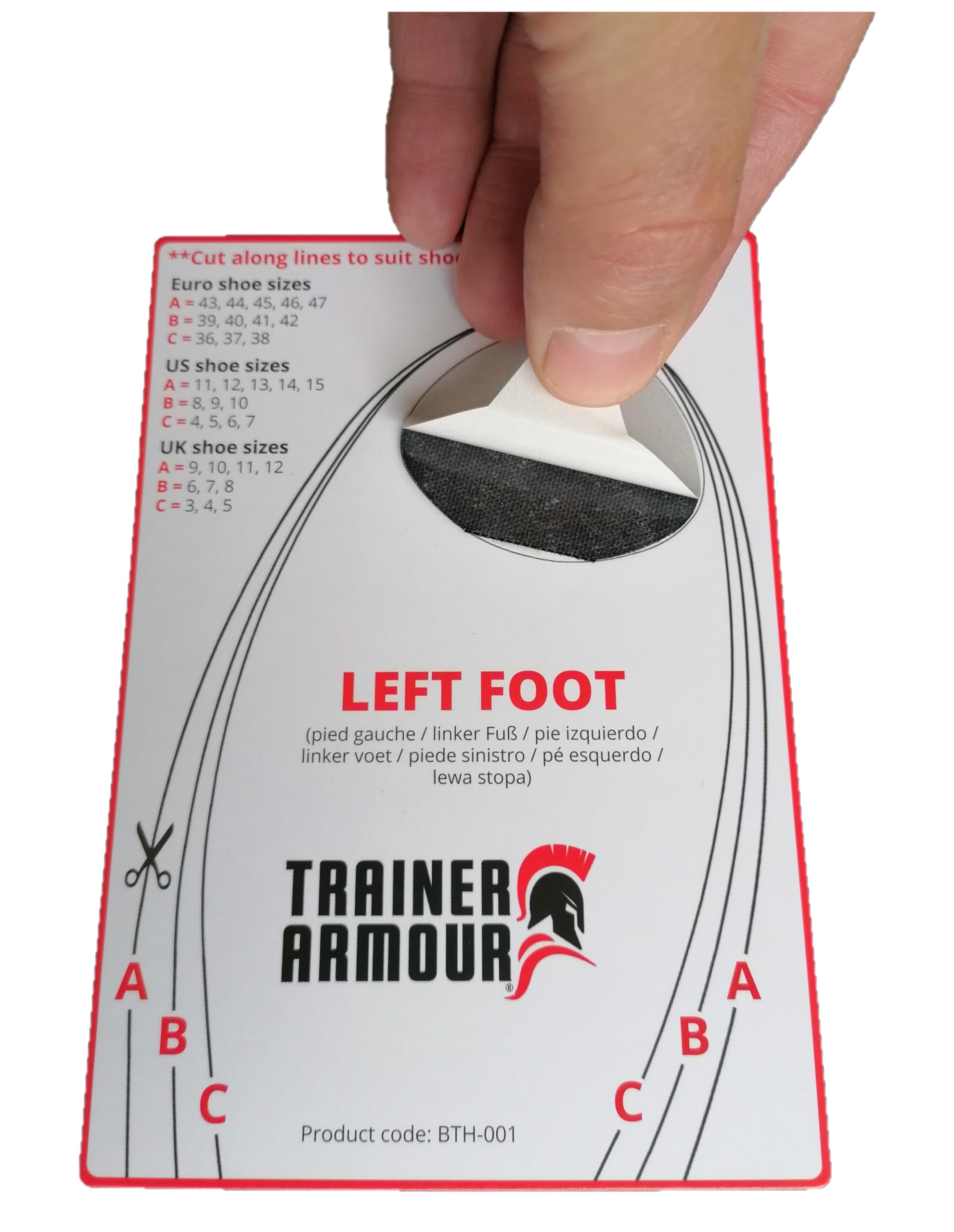 Trainer Armour - Big Toe Hole Preventer, self-Adhesive Patches with a Clever applicator. Shoe Toe Burst Toe Box Blowout Prevention Insert, Toe Hole Area Repair Patch. for Running Shoes and Sneakers.