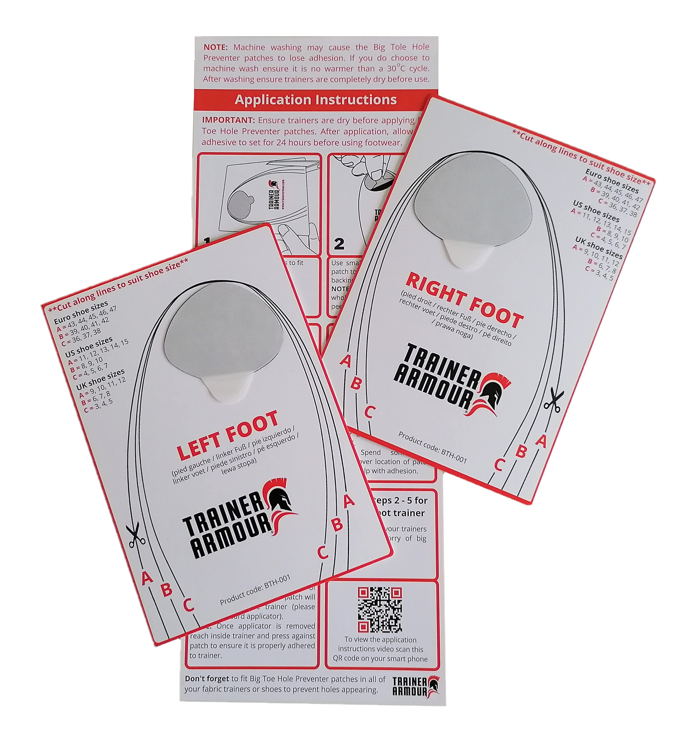 Trainer Armour - Big Toe Hole Preventer, self-Adhesive Patches with a Clever applicator. Shoe Toe Burst Toe Box Blowout Prevention Insert, Toe Hole Area Repair Patch. for Running Shoes and Sneakers.