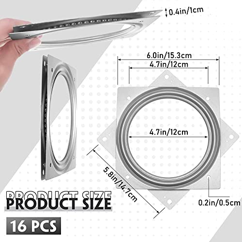 Pack of 8, 6-Inch Lazy Susan Hardware, Silver Lazy Susan Turntable Bearing 5/16" Thick 300lbs for Turntable, Serving Trays, Kitchen Storage Racks, Craft Table, Rotating Bearing Plate