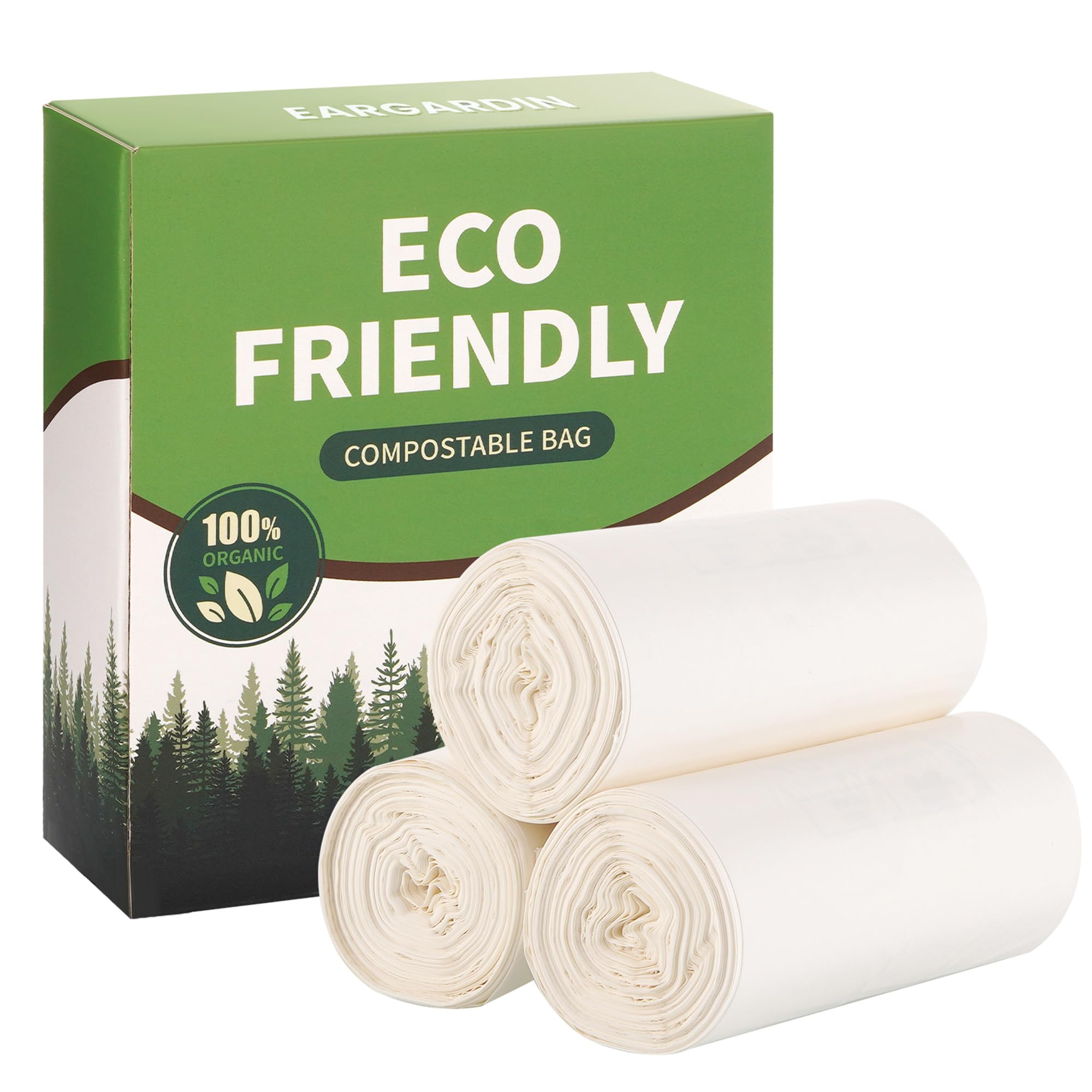 Biodegradable trash bags, 2.6 Gallon, 100% Compostable garbage bags wastebasket liners bags for kitchen bathroom office garden,US BPI ASTM D6400 and Europe OK Compost Home Certified