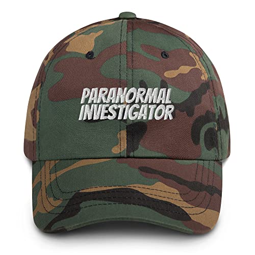 Paranormal Investigator Hat | Ghost Hunting Gear - - Classic Dad Hat - Goofy Design Green Camo