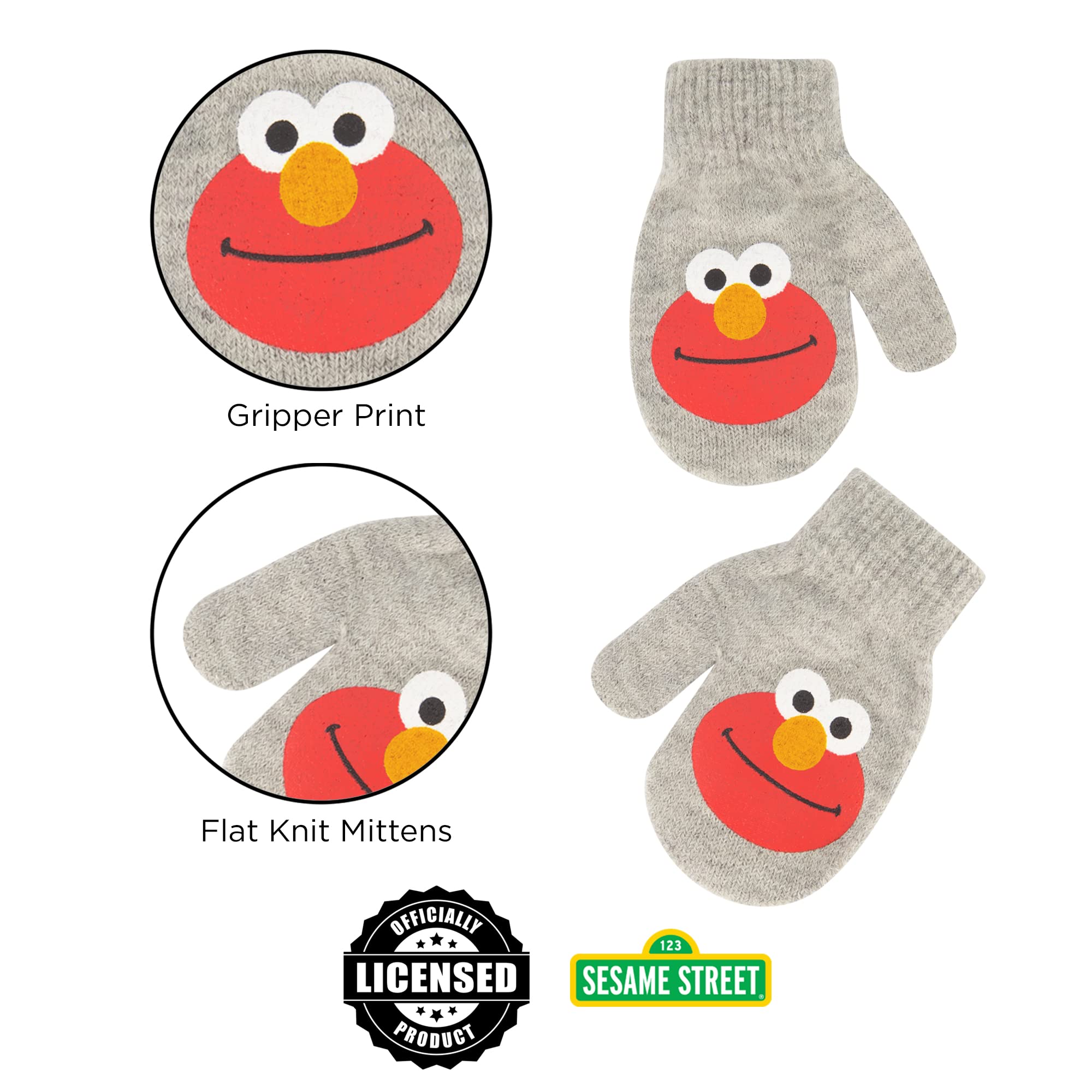 Sesame Street boys Elmo Toddler Winter and Mitten Set Beanie Hat, Elmo, 2-4T US