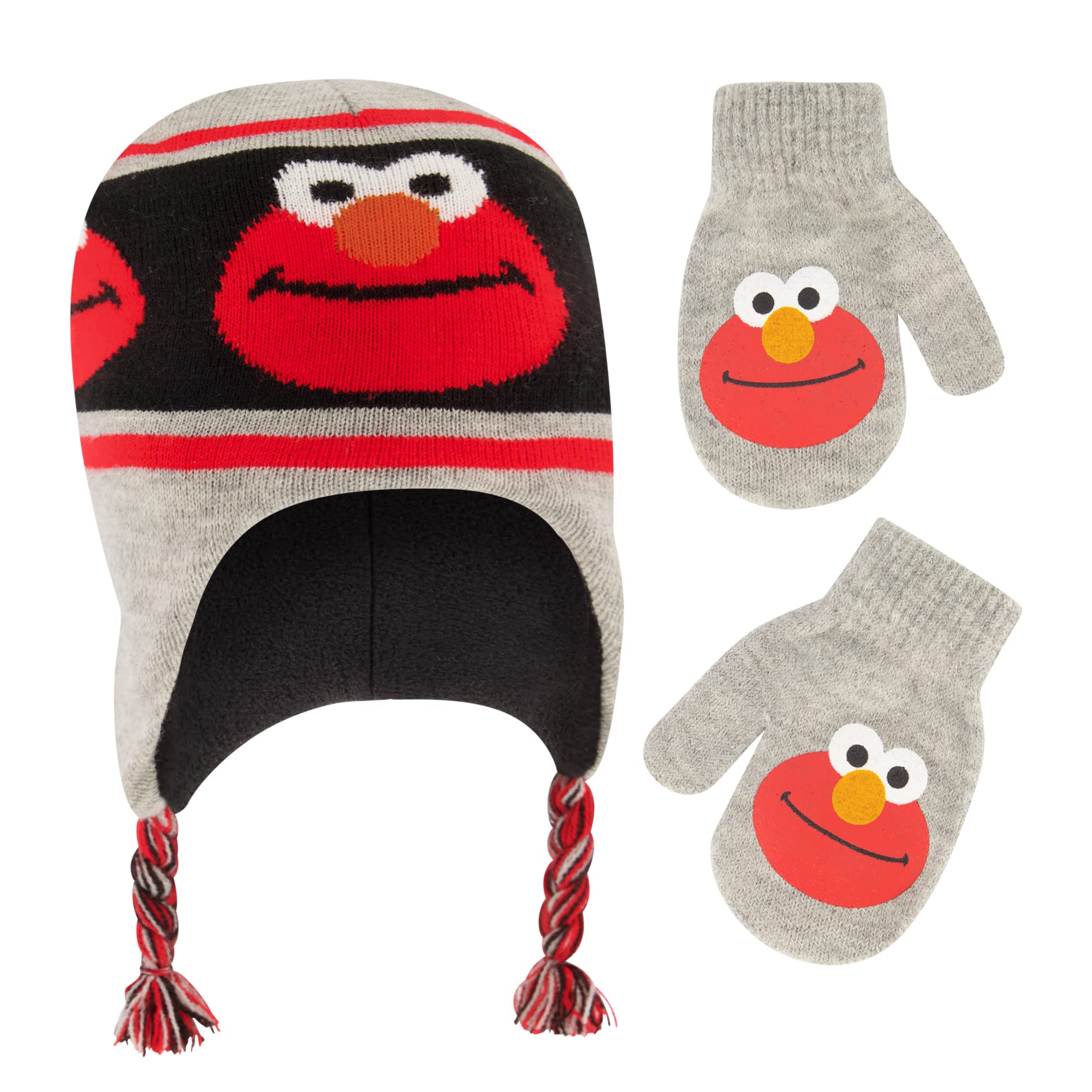 Sesame Street boys Elmo Toddler Winter and Mitten Set Beanie Hat, Elmo, 2-4T US