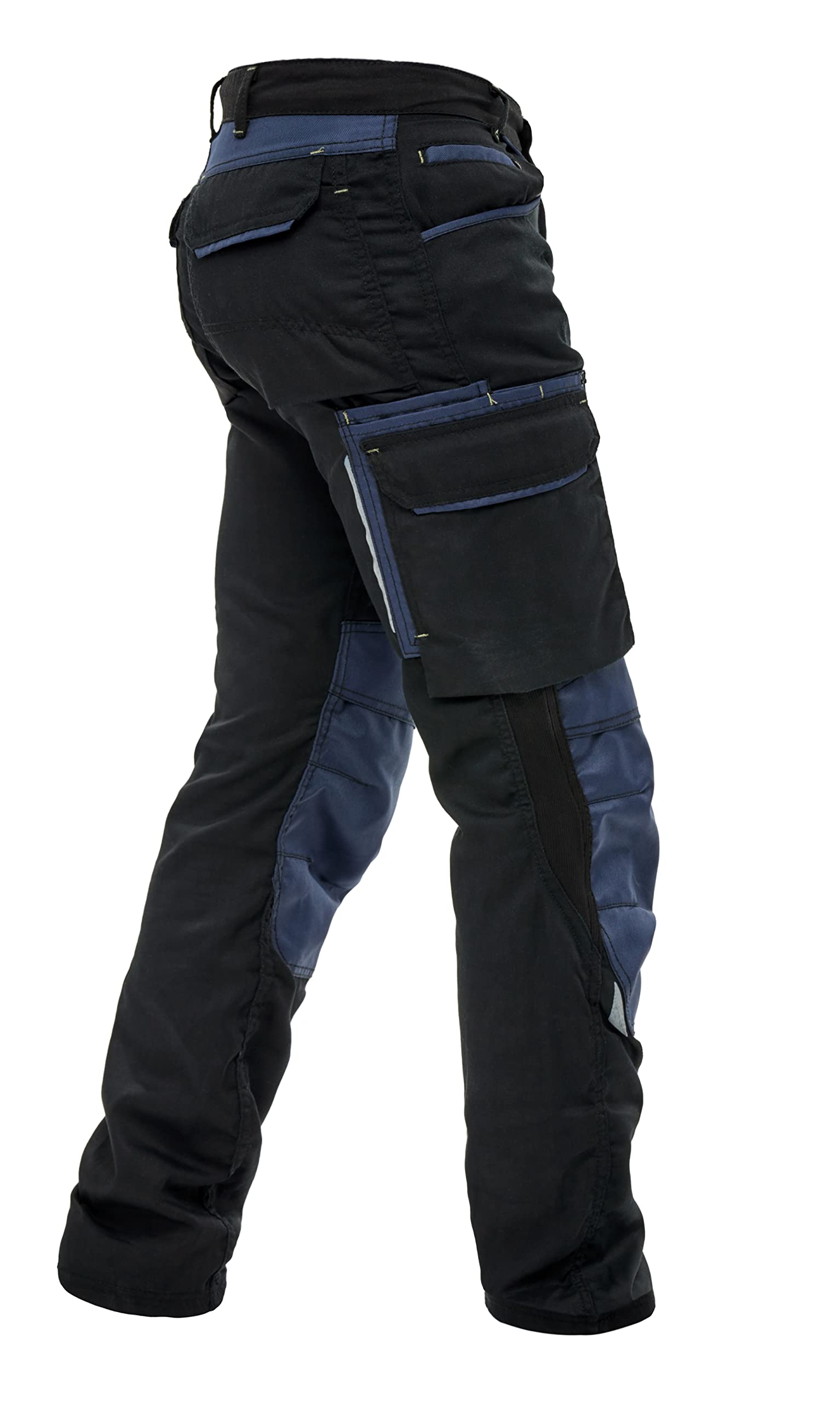 FASHIO FF Mens Construction Pants Utility Work Heavy Duty Workwear Trousers Carpenter Knee Reinforcement Cordura Safety Pants S5 Black W32-L34