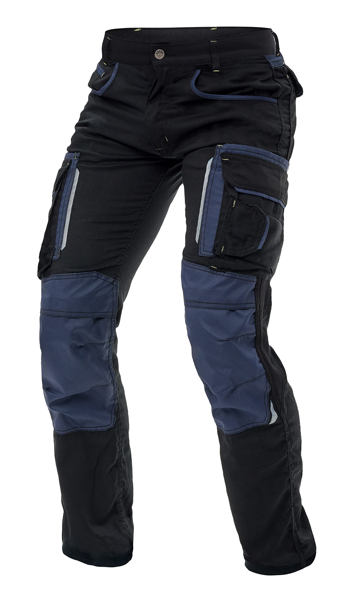 FASHIO FF Mens Construction Pants Utility Work Heavy Duty Workwear Trousers Carpenter Knee Reinforcement Cordura Safety Pants S5 Black W32-L34