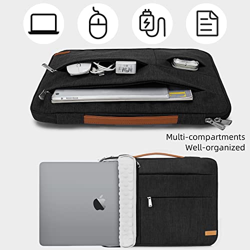 KINGSLONG 16 inch Laptop Sleeve Bag, Slim Lightweight Multiple Pockets Computer Cover Notebook Ultrabooks Carrying Case fit for Acer Asus Dell Lenovo HP Toshiba, Black