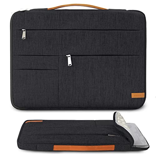 KINGSLONG 16 inch Laptop Sleeve Bag, Slim Lightweight Multiple Pockets Computer Cover Notebook Ultrabooks Carrying Case fit for Acer Asus Dell Lenovo HP Toshiba, Black