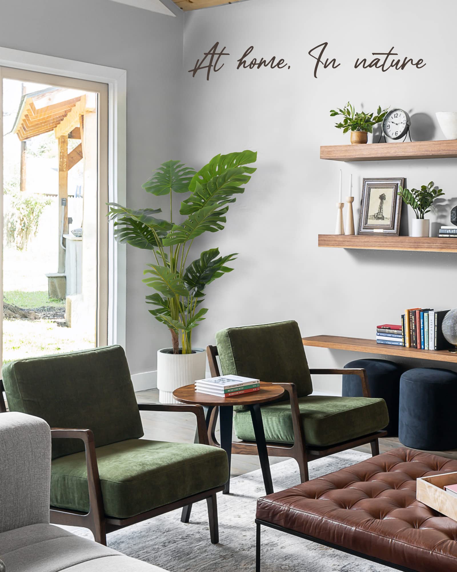 Artificial Tree-Faux Plants Indoor Outdoor- Keloteven 5FT Artificial Monstera Fake Tall Tree 16 Leaves - Artificial Plants for Home Decor, Office, Living Room and Pito Decoration, MD145