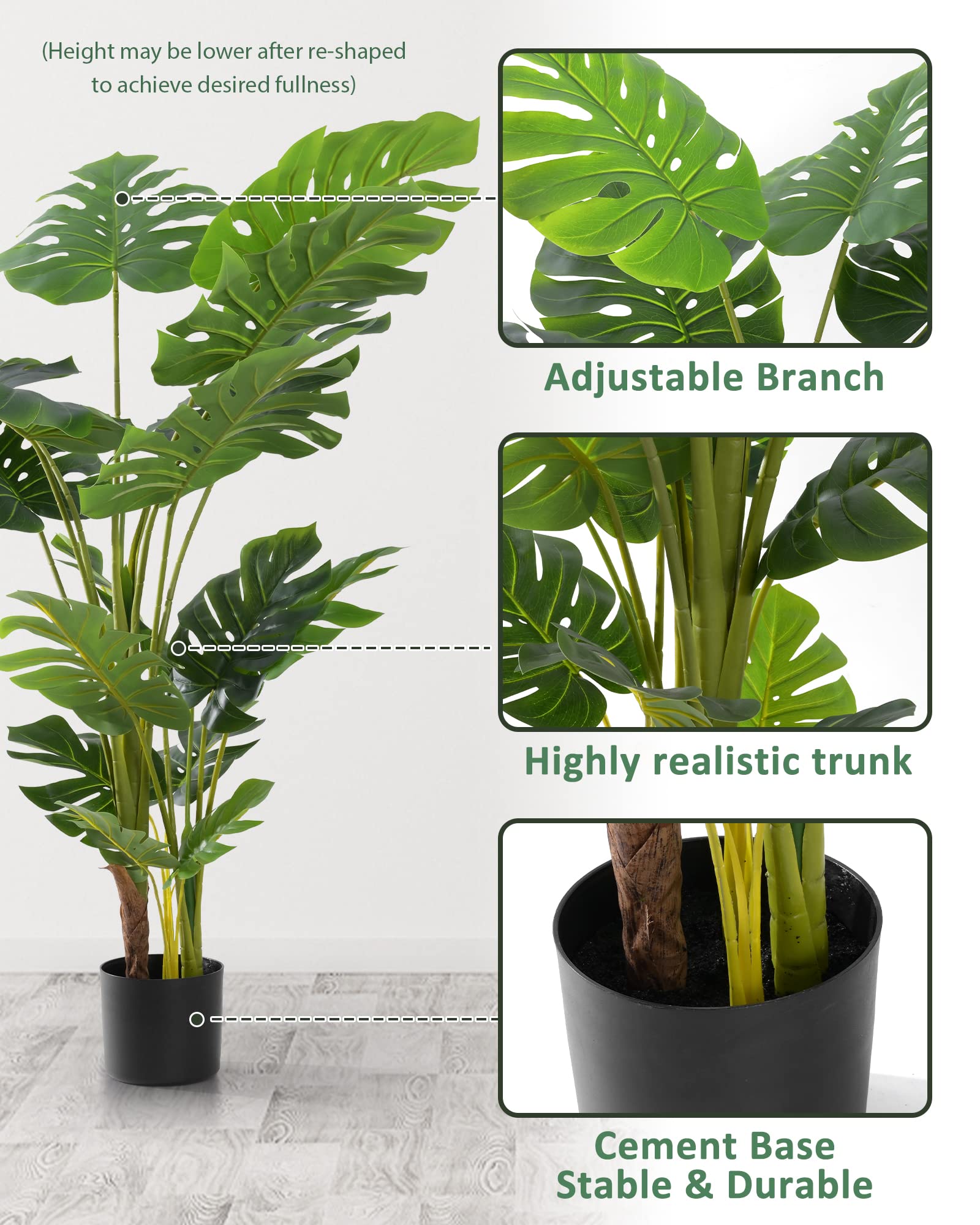 Artificial Tree-Faux Plants Indoor Outdoor- Keloteven 5FT Artificial Monstera Fake Tall Tree 16 Leaves - Artificial Plants for Home Decor, Office, Living Room and Pito Decoration, MD145