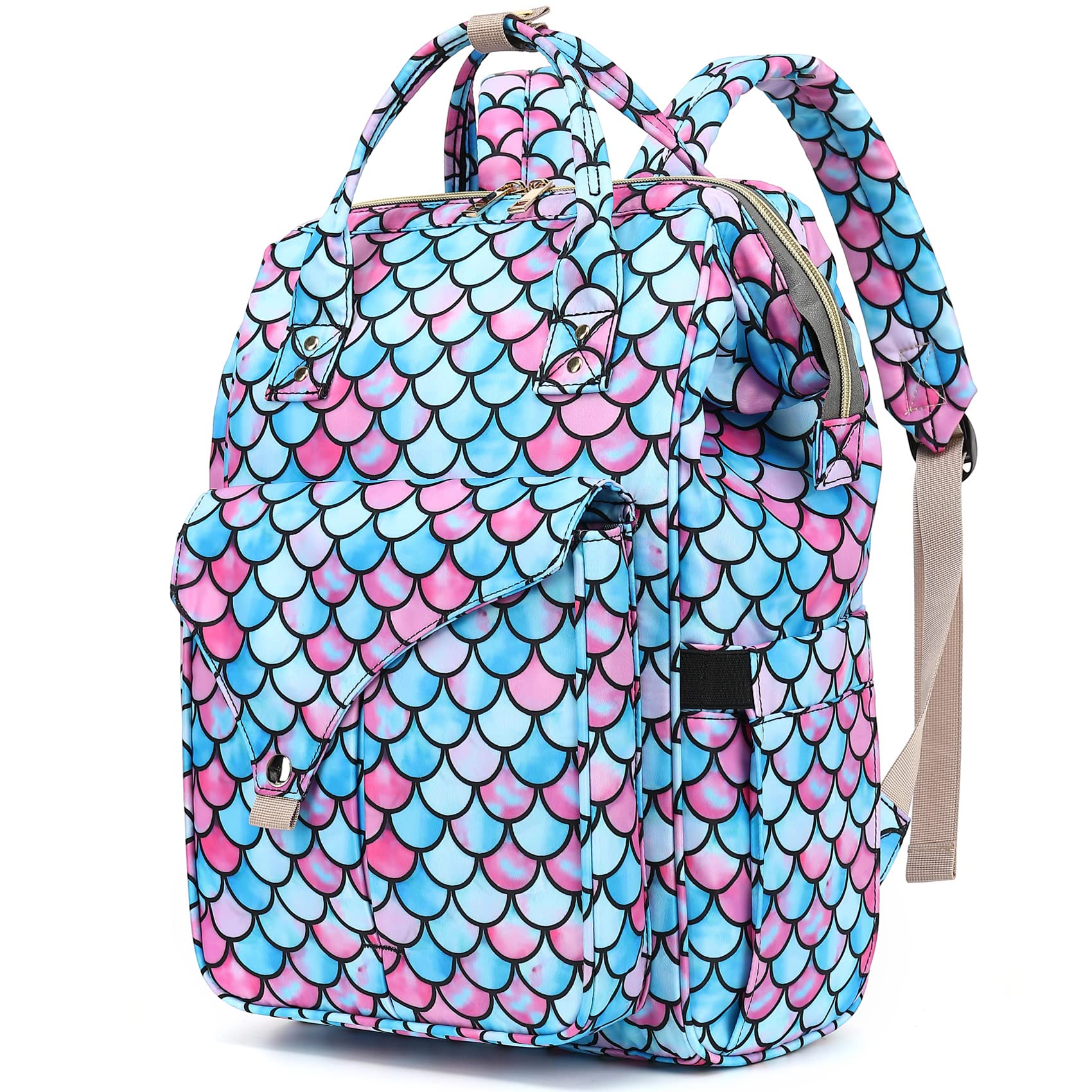 Mimfutu Mermaid Laptop Backpack College School Backpack Bookbags Nurse Backpacks Travel Bags Casual Daypacks for Women Girls Fits 15.6 Inch Notebook