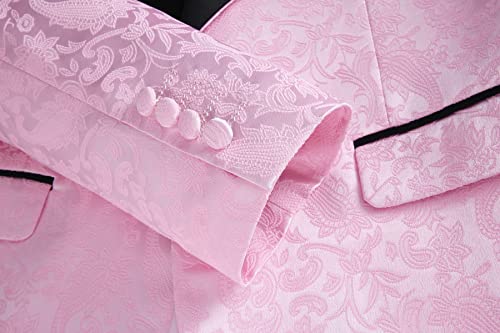 MOGU Mens Floral Blazer Slim Fit Suit Jacket Wedding Prom Dinner Jacket US Size 32 Pink