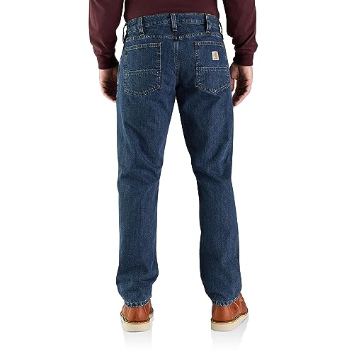 Carhartt Men's Relaxed Fit Flannel-Lined 5-Pocket Jean, Canal, 34 x 30
