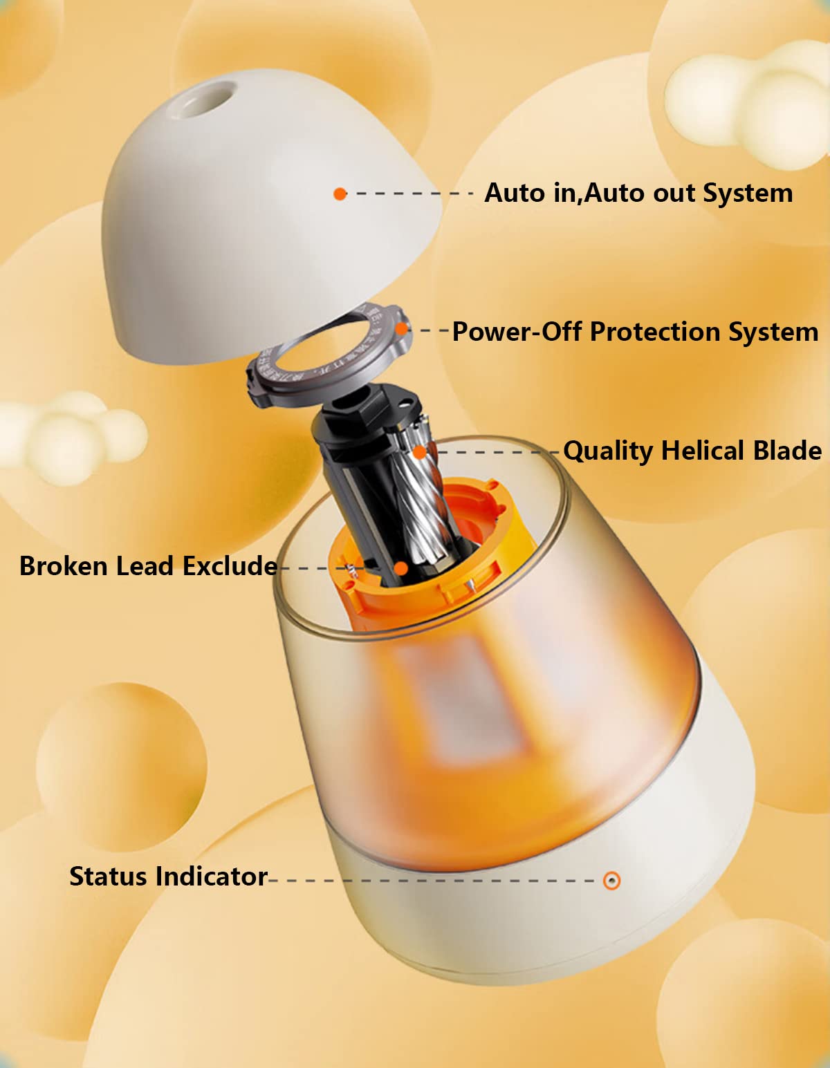 Skynow Rechargeable Pencil Sharpener,Fully Automatic Electric Sharpener for Kids,Teachers,Students,Engineers;Fast Sharpening Dont Need Holding Pencils,Ideal for Short Pencil Save Pencils.