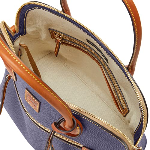 Dooney & Bourke Satchel Bags for Women, Pebble Grain Leather Domed Satchel Handbag with Optional Crossbody Bag Strap - Blue
