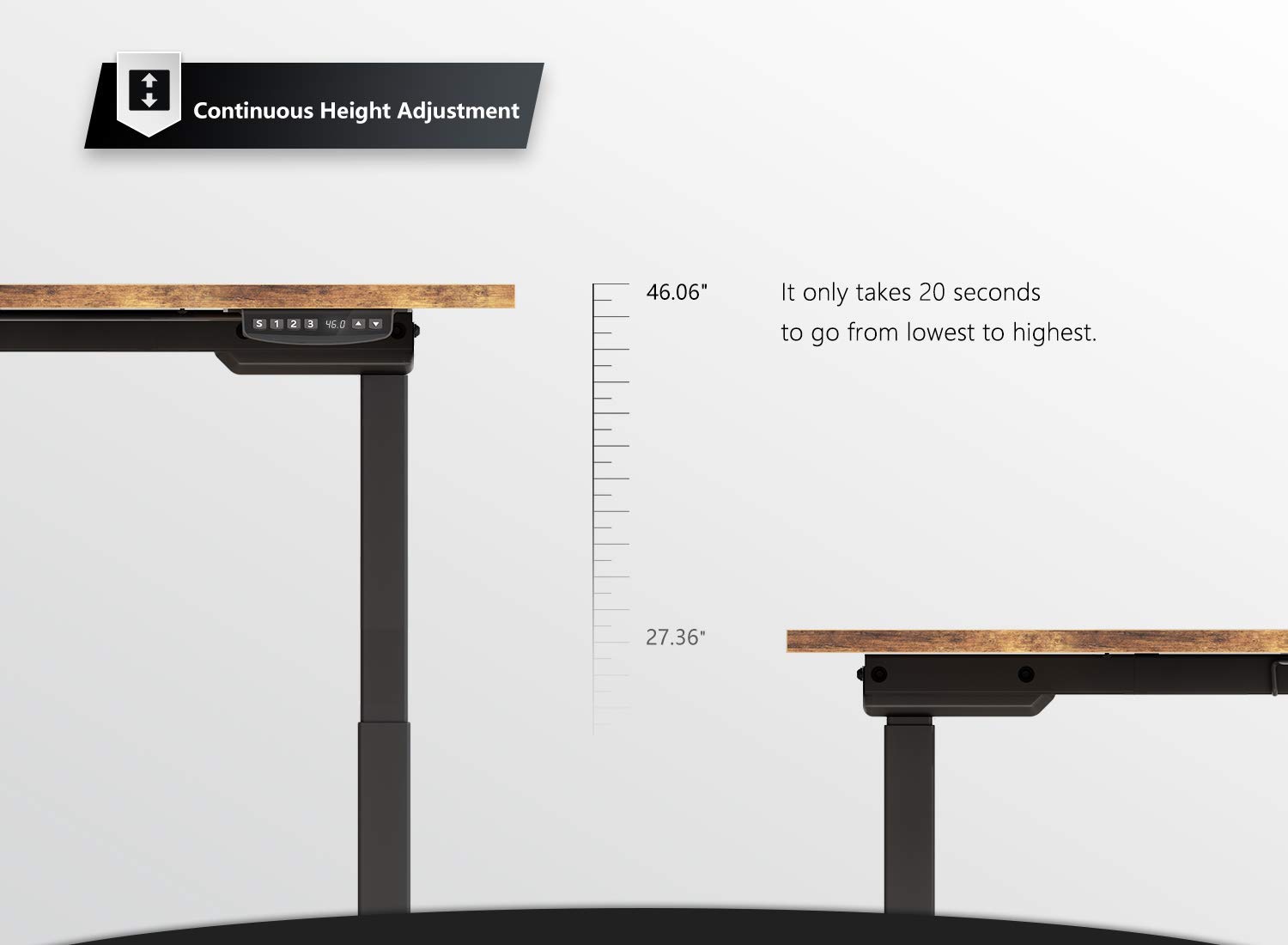FEZIBO Height Adjustable Electric Standing Desk 48 x 24 inches | Standing Desk Mat with Anti Fatigue Bar, Wooden Wobble Balance Board (Medium, Obsidian Black)