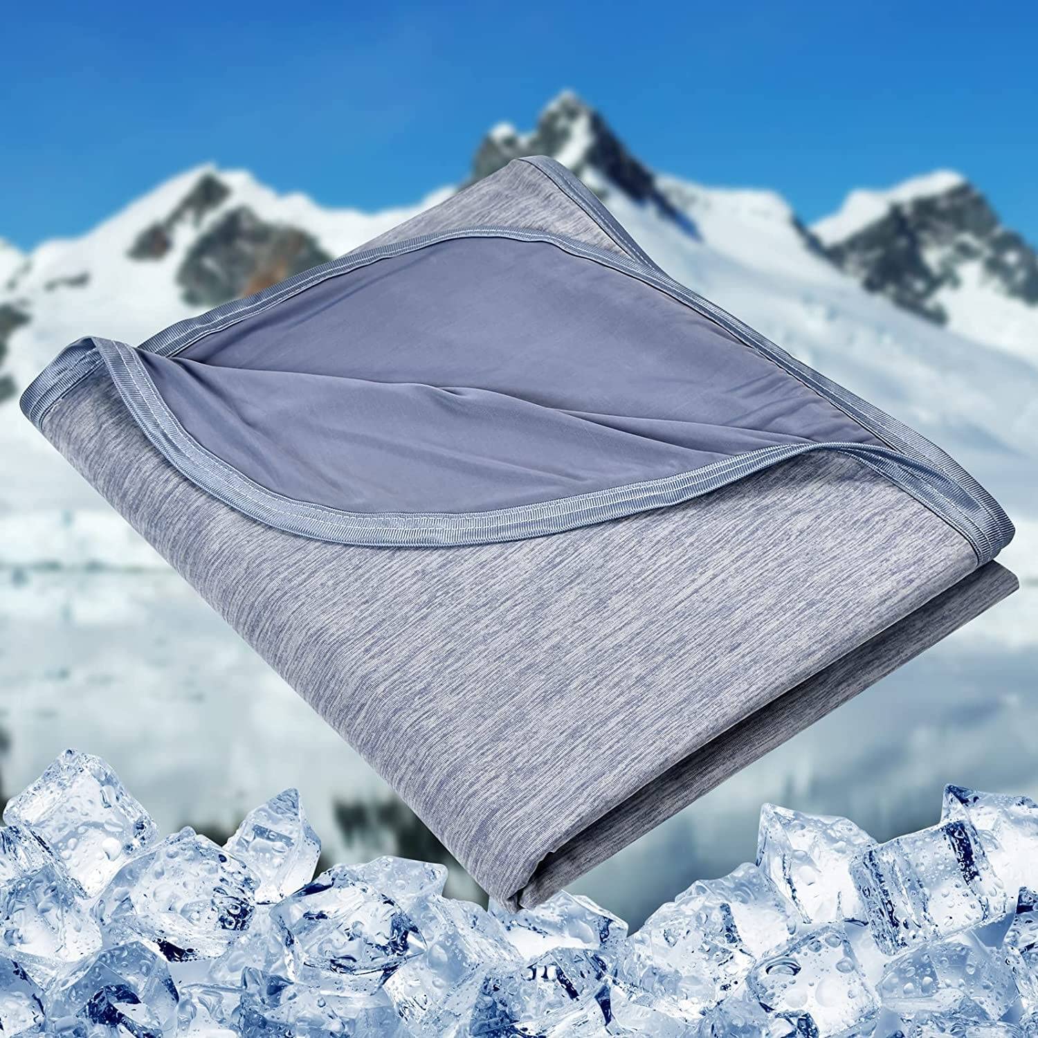 HOMFINE Cooling Blankets for Hot Sleepers - Summer Blanket Thin Lightweight Breathable Soft Double Side Enhanced Cooling Blanket for Bed Couch Sofa, Keep Cool for Night Sweats (Blue, 108 x 90 inches)
