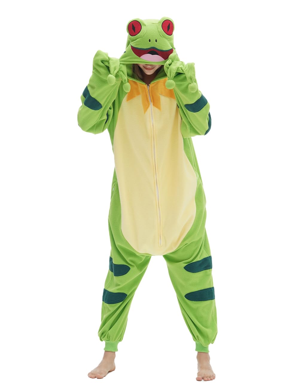 vavalad Unisex Adult Onesie Animal One Piece Pajama Cosplay Sleepwear Halloween Christmas Custume for Women Men Teens, Green