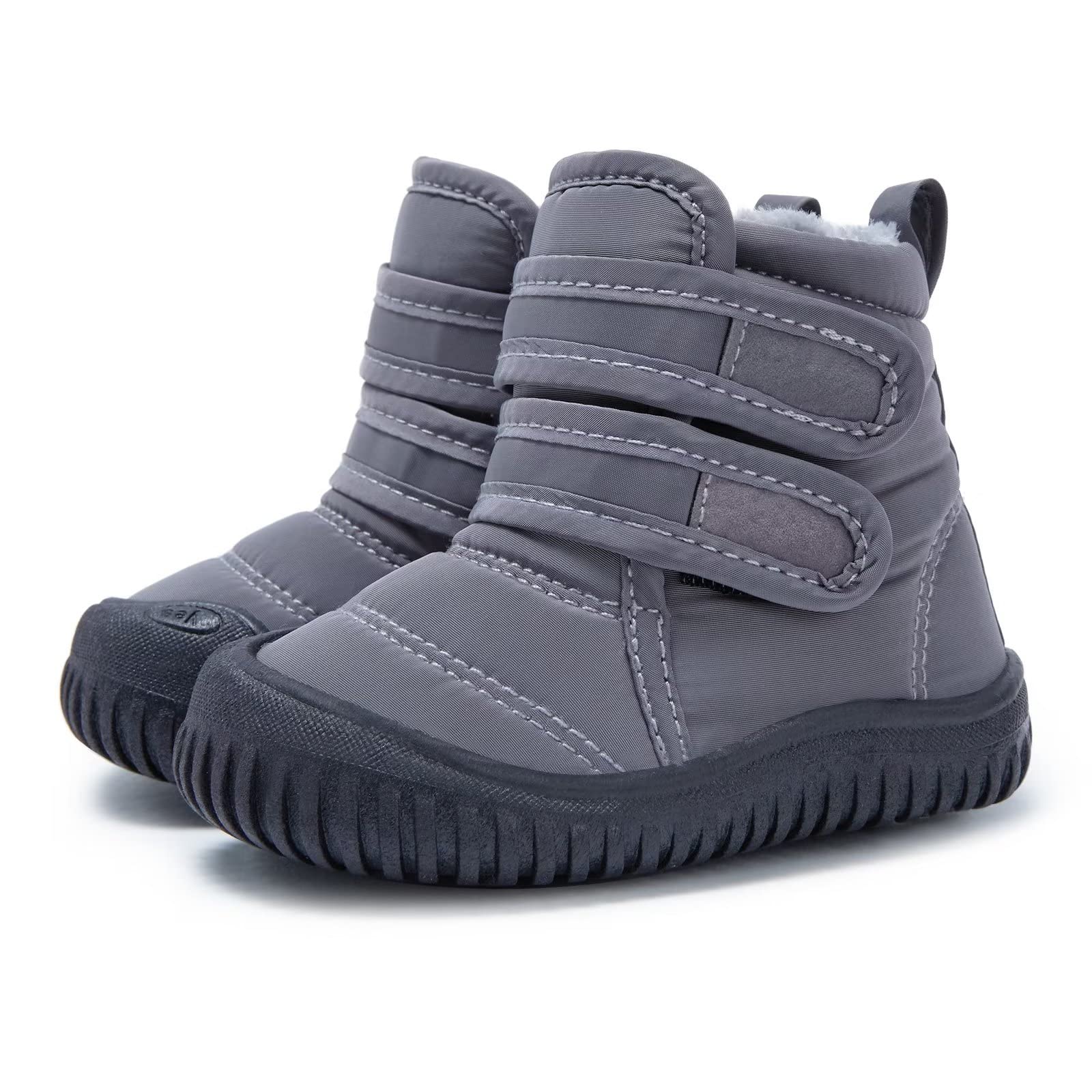 BMCiTYBM Baby Snow Boots Boys Girls Winter Infant Shoes Anti-Slip 6 9 12 18 24 Months Faux Fur Grey Size 6-12 Months Infant