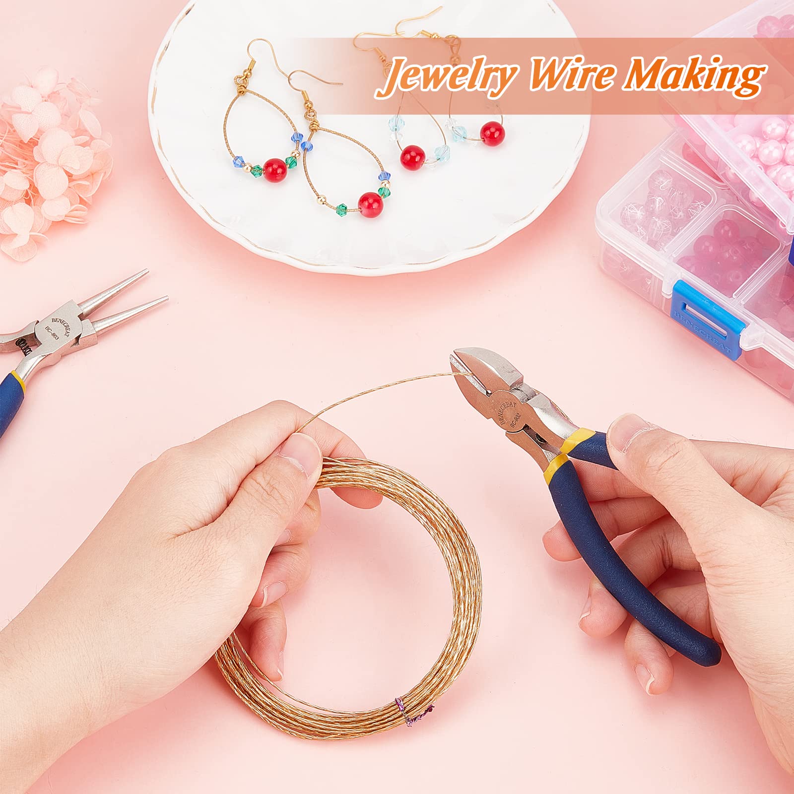 BENECREAT 20Ft Engraved Textured Brass Wire, 20 Gauge Jewelry Craft Copper Wire for Ring Making, Beading Wrapping and Other Jewelry Craft