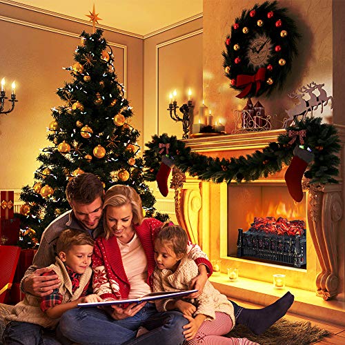 LIFEPLUS Electric Fireplace Log Heater, 21 Inch Fireplace Insert w/Remote Control 8H Timer Realistic Flame Ember Bed Adjustable Brightness, Overheat Protection, Fake Fire for Christmas Home Decor