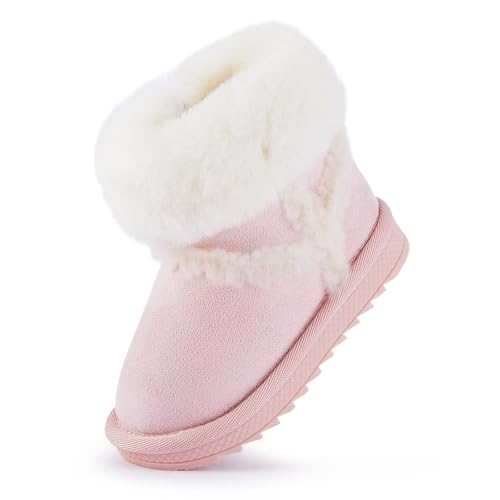 BMCiTYBM Baby Snow Boots Winter Shoes Toddler Boys Girls 6-24 Months Faux Fur Lined Walking Shoes Pink Size 18-24 Months Toddler