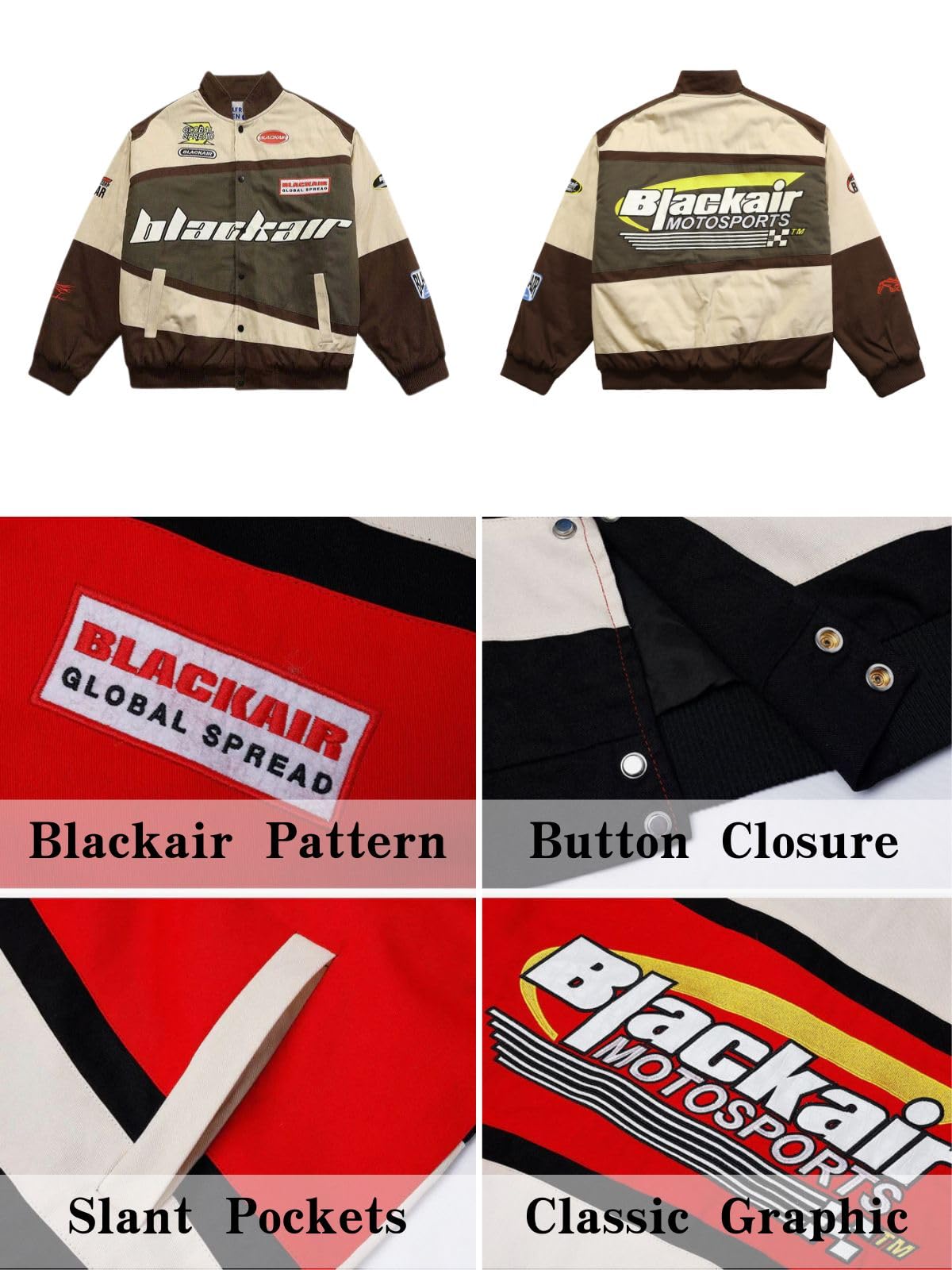 Aelfric Eden Blackair Men's Varsity Jackets Womens Bomber Jackets Vintage Motorcycle Racer Jacket