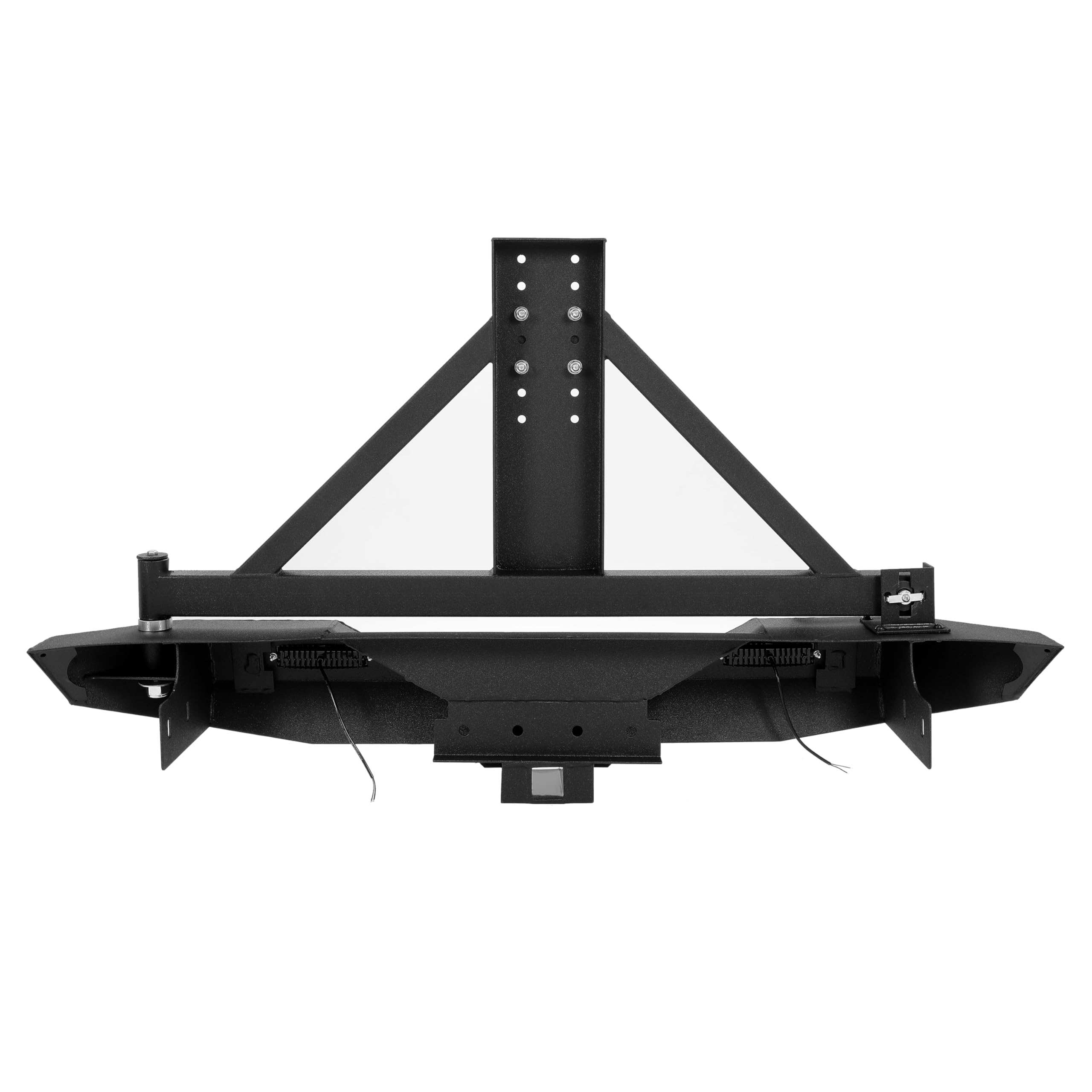 HECASA Rear Bumper Compatible with 2007-2018 Jeep Wrangler JK w/Lockable Tire Carrier w/2" Receiver w/18W High Powered LED Floodlights Steel Textured Black 2 Packages