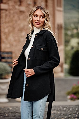 PRETTYGARDEN Women's Fall Fashion Winter Trench Coats Lapel Button Down Peacoat Belted Outerwear Casual Jackets (Black,X-Large)