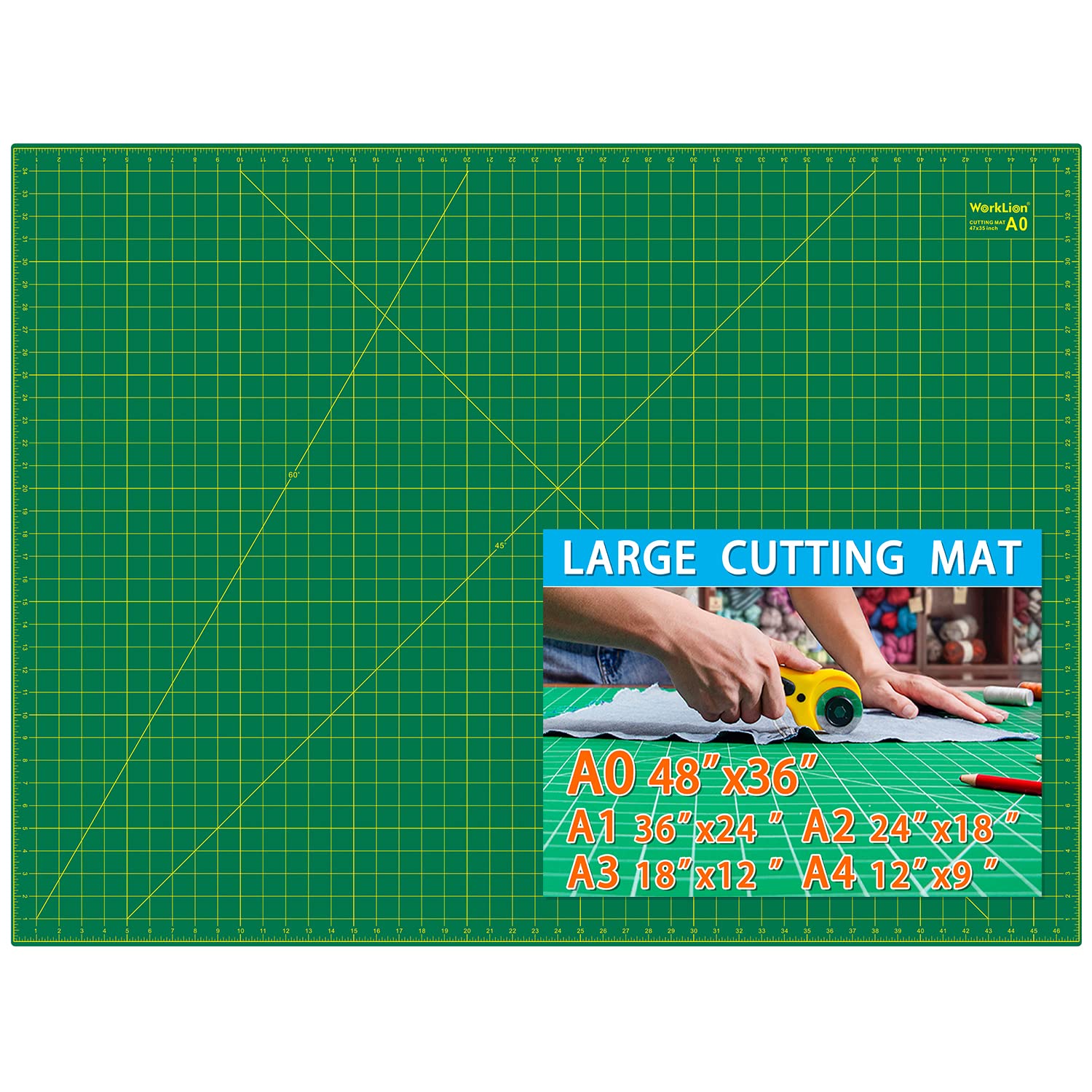worklion self healing cutting mat 36" x 48" for sewing,fabric cutting,rotary cutting,5-layer non-slip as desk top for Scrapbooking & Quilting & Sewing & Arts & Crafts Project……