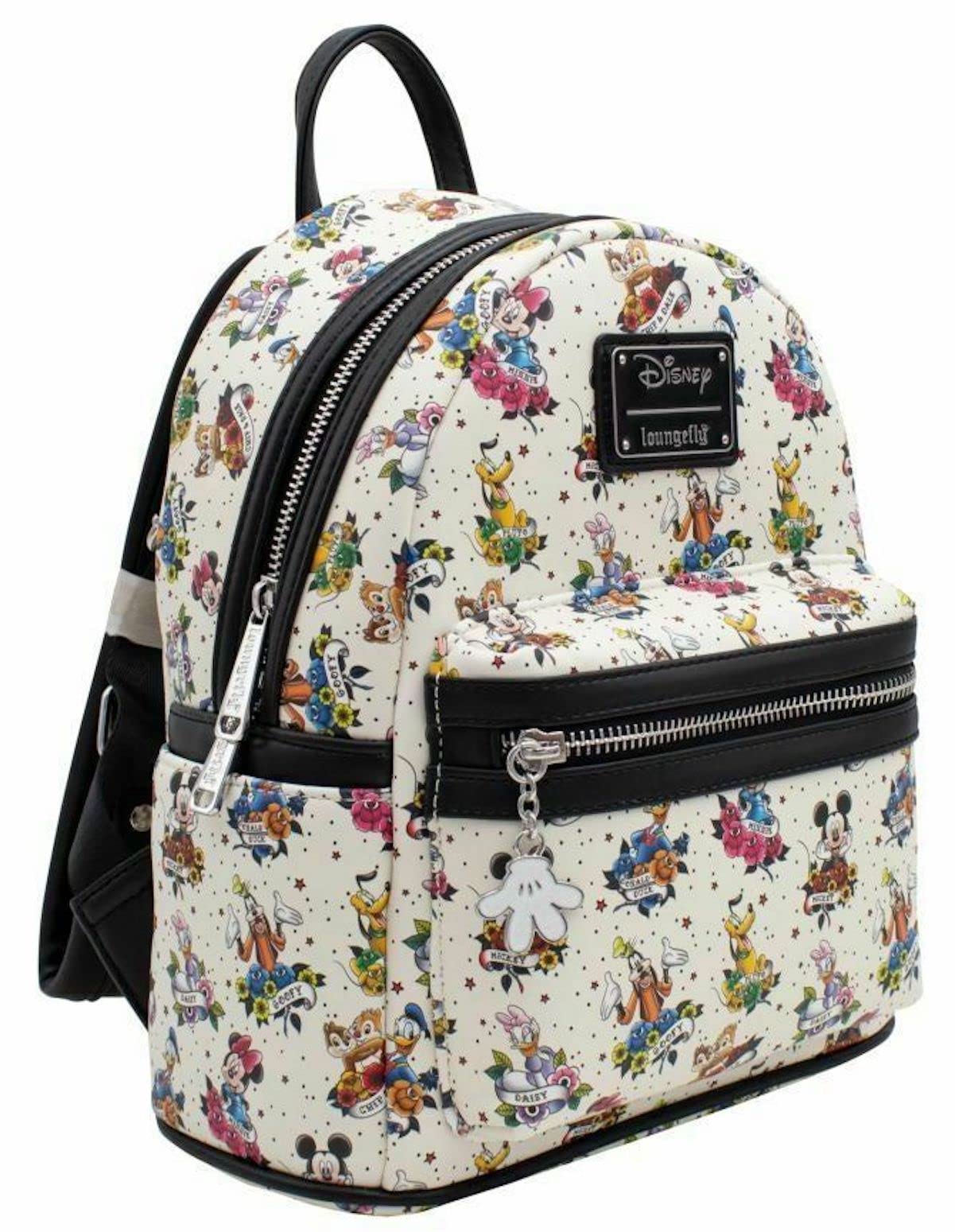 Loungefly - Disney - Mickey Mouse and Friends - Tattoo Art - Mini Backpack Purse, Multicolor