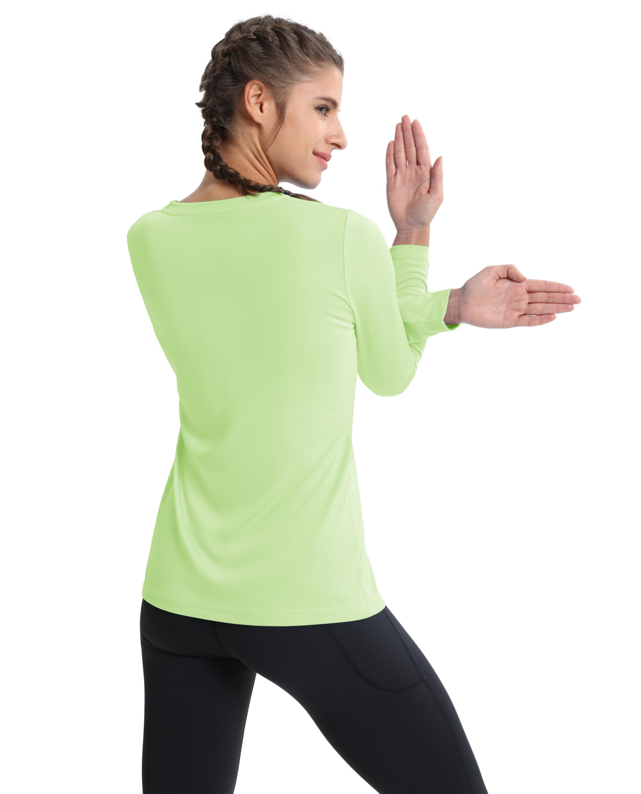 MAGCOMSEN Womens UPF 50+ Sun Protection Shirt Long Sleeve UV Shirt Lightweight Quick Dry Hiking Outdoor Pale Green, S
