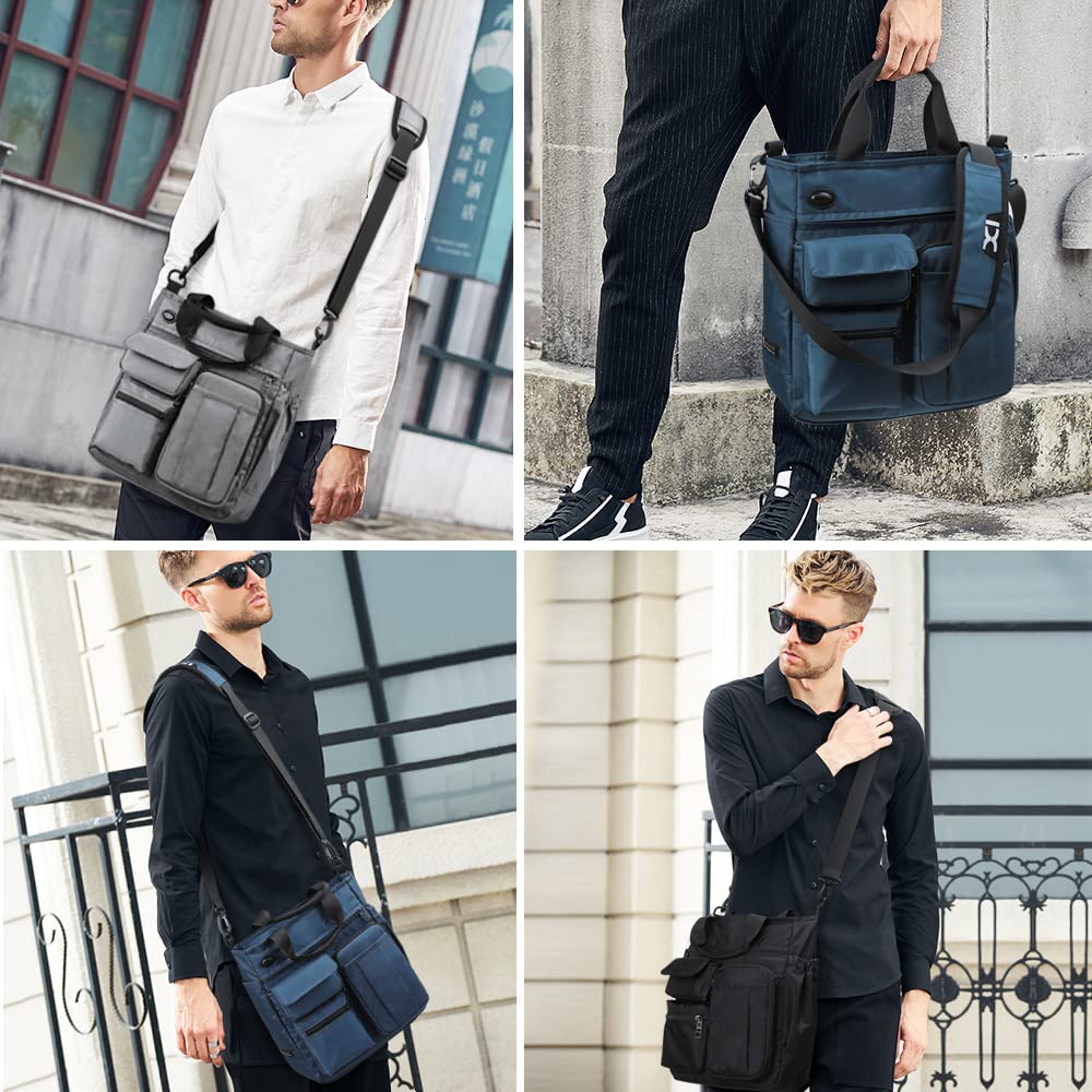 IX INOXTO Mens Messenger Bag Laptop Shoulder Bag Computer Work Office Bag Waterproof Briefcases for Travel Work (grey)