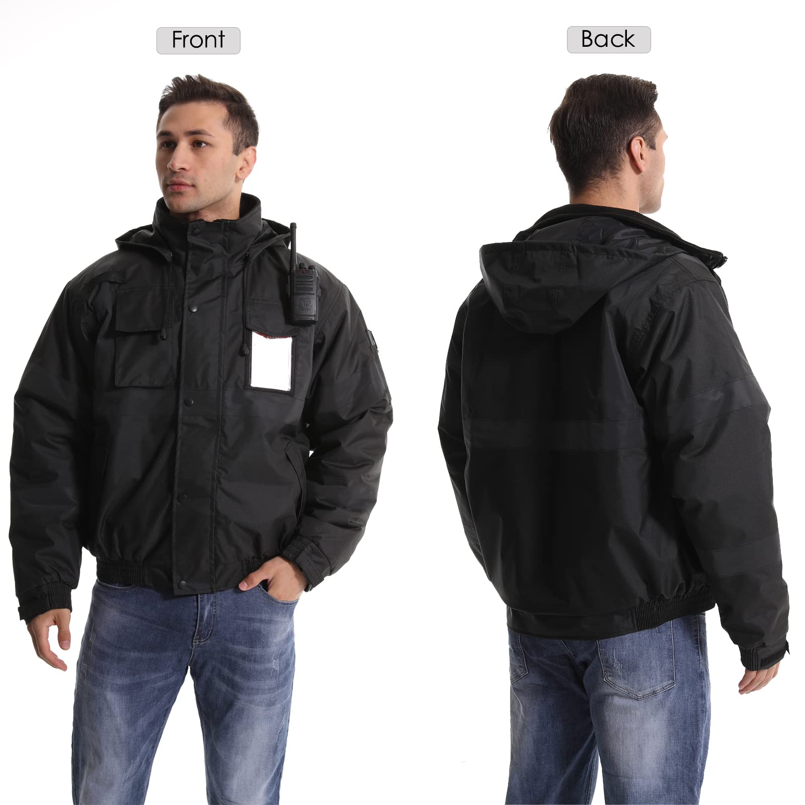 SKSAFETY High Visibility Reflective Jackets for Men, Waterproof Safety Jacket for Men with Pockets, Black Work Construction Coats for Winter Cold Weather,2XL, 1 Pack