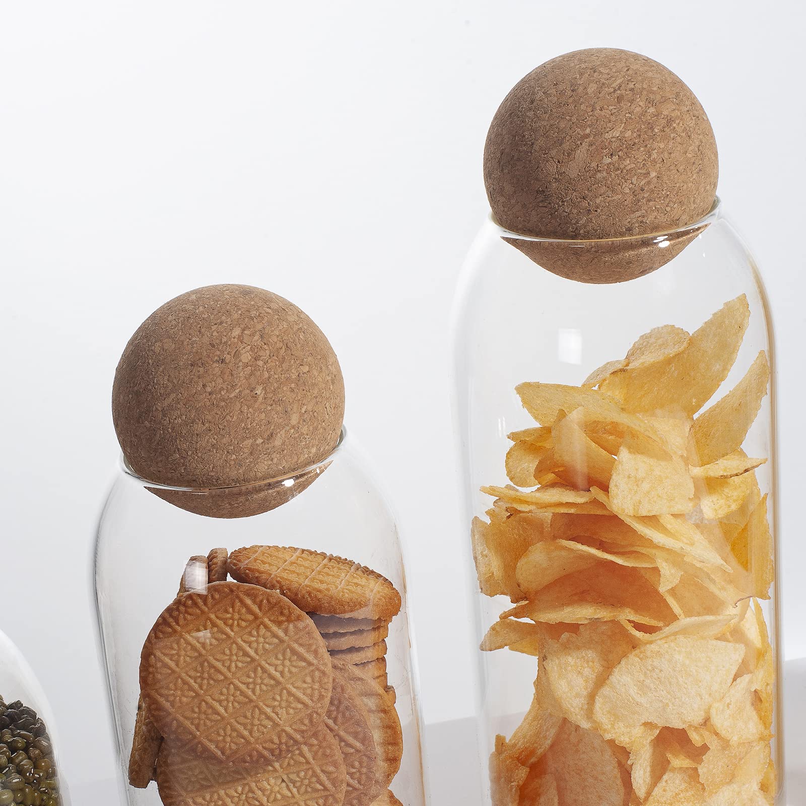 IVAILEX Glass Jars with Cork Lids, Candy Jar with Lid, Coffee jar for Counter, Cookie Jar with Airtight Lids, Clear Glass Jar for Candy, Tea, Coffee Bean, Sugar, Spices, Apothecary etc (950ml/32oz)