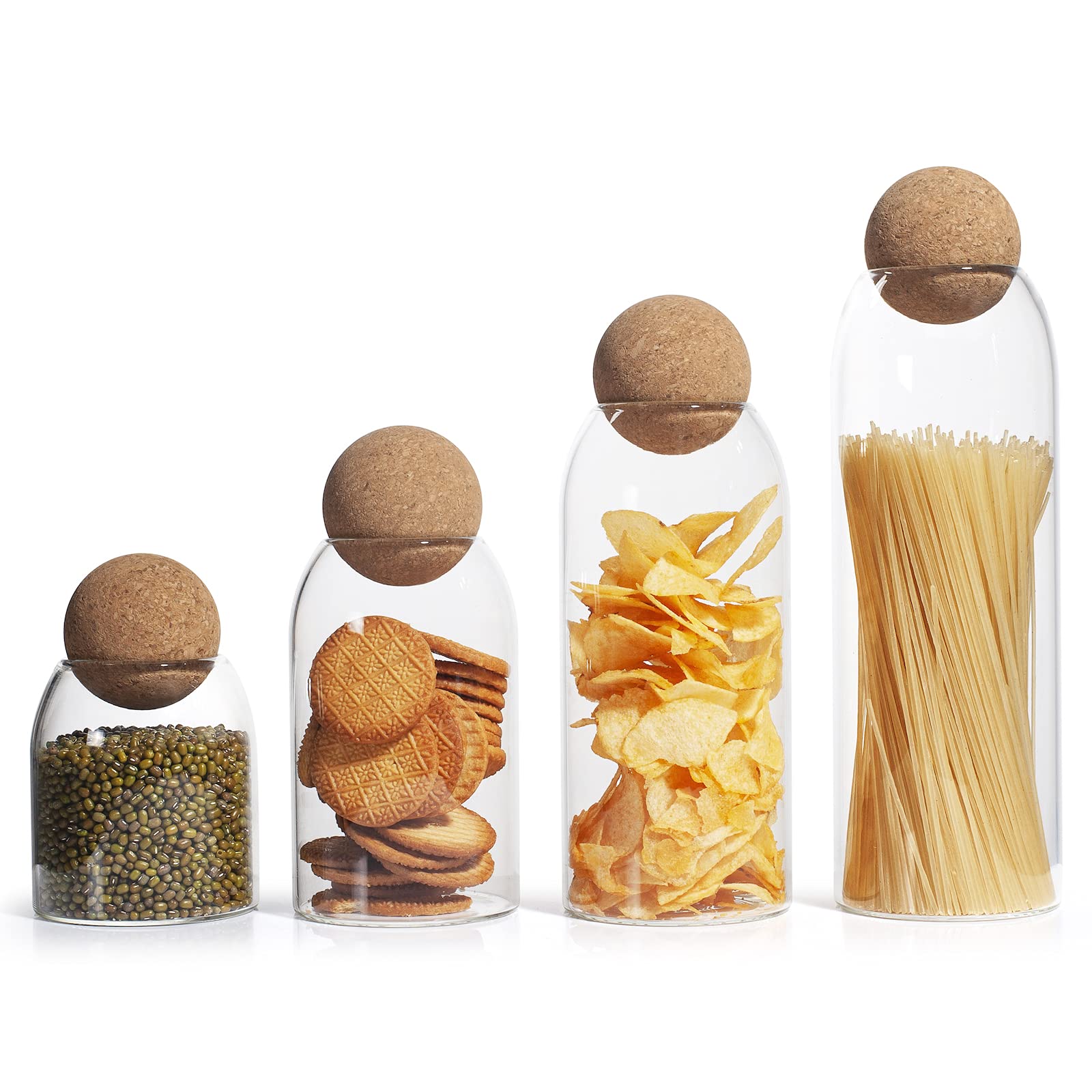IVAILEX Glass Jars with Cork Lids, Candy Jar with Lid, Coffee jar for Counter, Cookie Jar with Airtight Lids, Clear Glass Jar for Candy, Tea, Coffee Bean, Sugar, Spices, Apothecary etc (950ml/32oz)