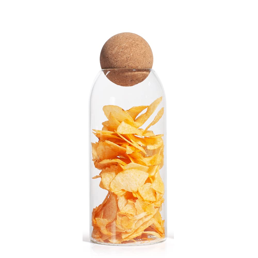 IVAILEX Glass Jars with Cork Lids, Candy Jar with Lid, Coffee jar for Counter, Cookie Jar with Airtight Lids, Clear Glass Jar for Candy, Tea, Coffee Bean, Sugar, Spices, Apothecary etc (950ml/32oz)